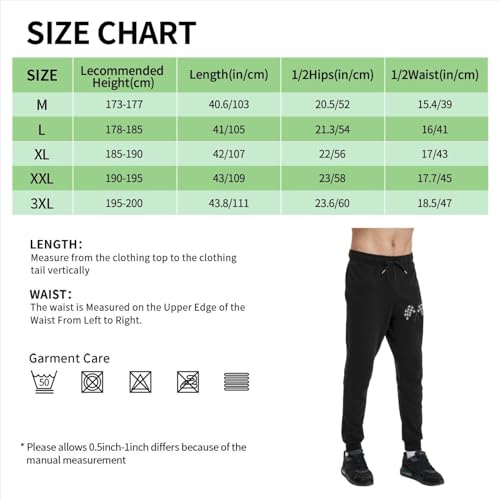 CLEY Checkered Flags Race Car Flag Long Pants Mens Athletic Trousers Fashion Joggers Sweatpants with Pockets Black
