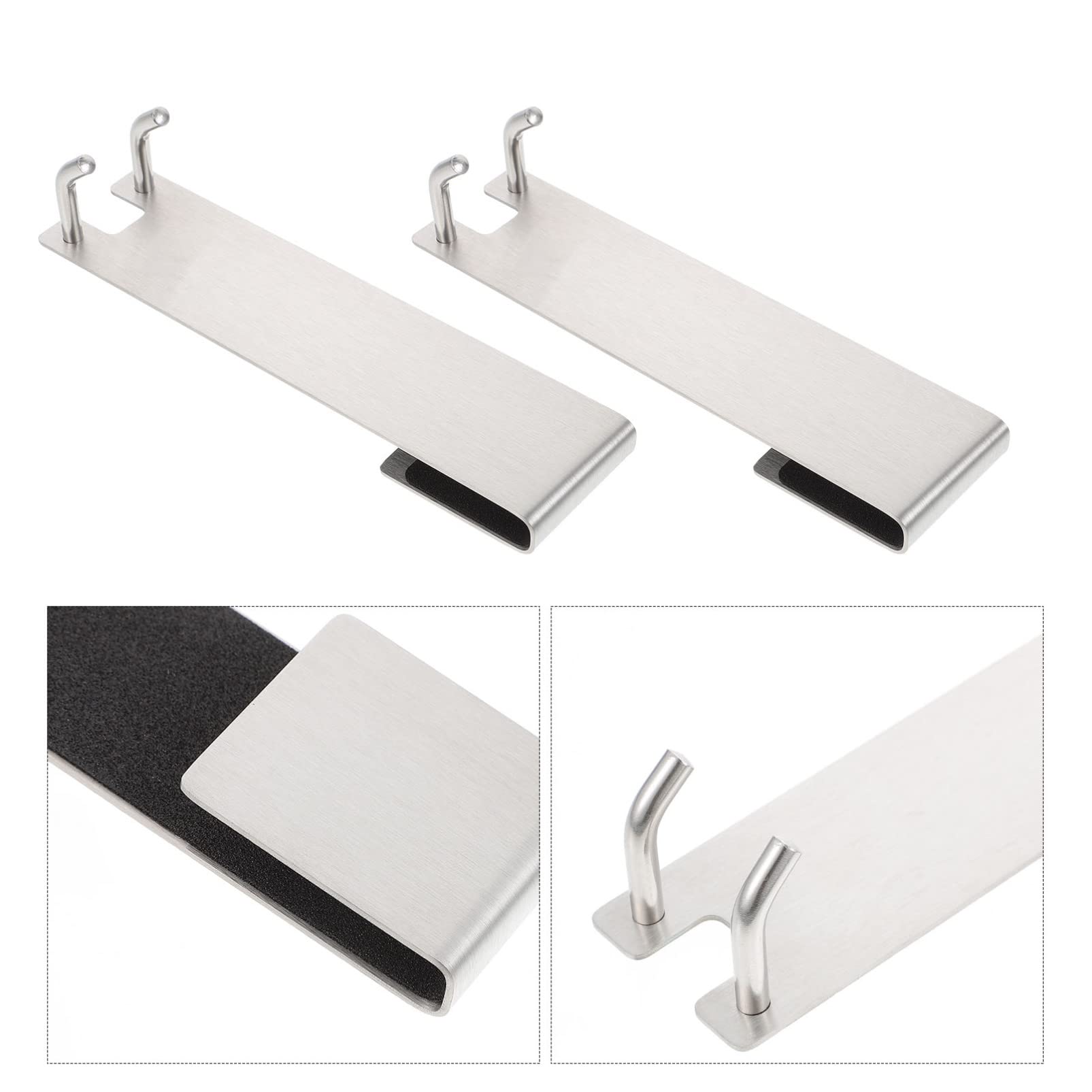 DOITOOL Towel Hooks 4pcs Back Door, Hangers Stainless Door Over Towel Cabinet for Hanger Punch Hooks Squeegee Robe Glass Hats Free Extended The Hook Frameless Storage Bathroom Clo Home Towel Hook