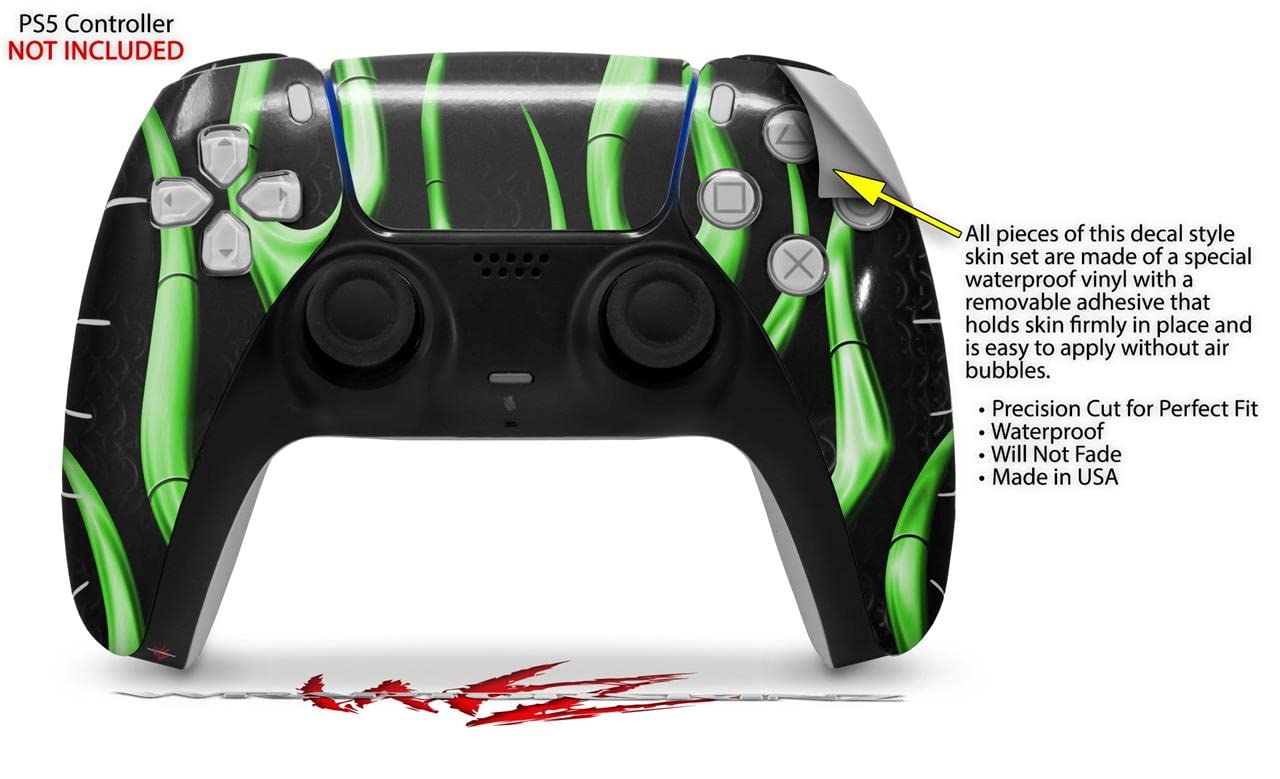 WraptorSkinz Skin Wrap compatible with Sony PS5 DualSense Controller Metal Flames Green (CONTROLLER NOT INCLUDED)