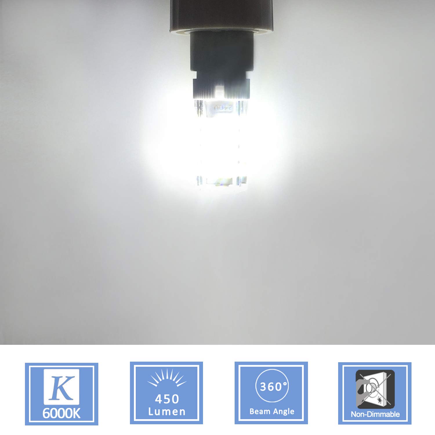 CliCli 6-Pack G9 LED Light Bulb 4.5W (45W G9 Halogen Equivalent), 100-240V 450LM G9 Daylight White 6000K LED Lamp, Non-dimmable G9 Bi-pin Ceramic Base, for Under Counter Chandelier Ceiling Lighting