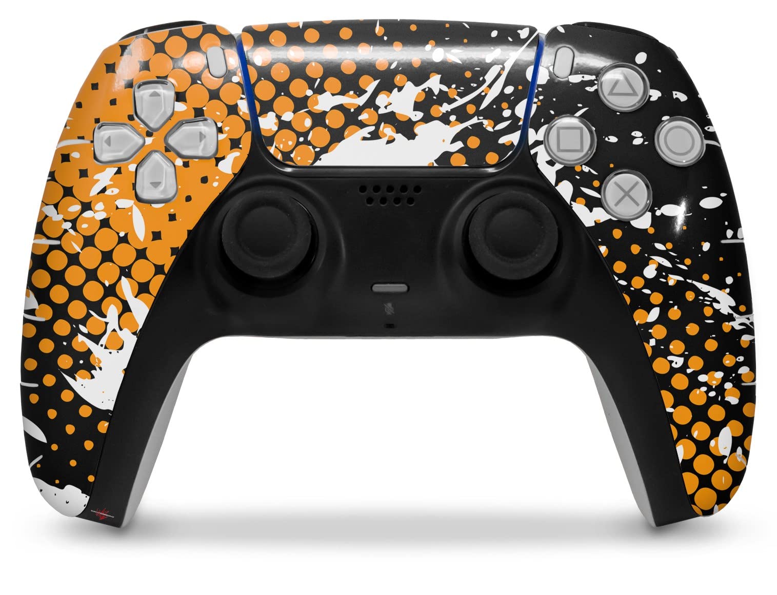 WraptorSkinz Skin Wrap compatible with Sony PS5 DualSense Controller Halftone Splatter White Orange (CONTROLLER NOT INCLUDED)