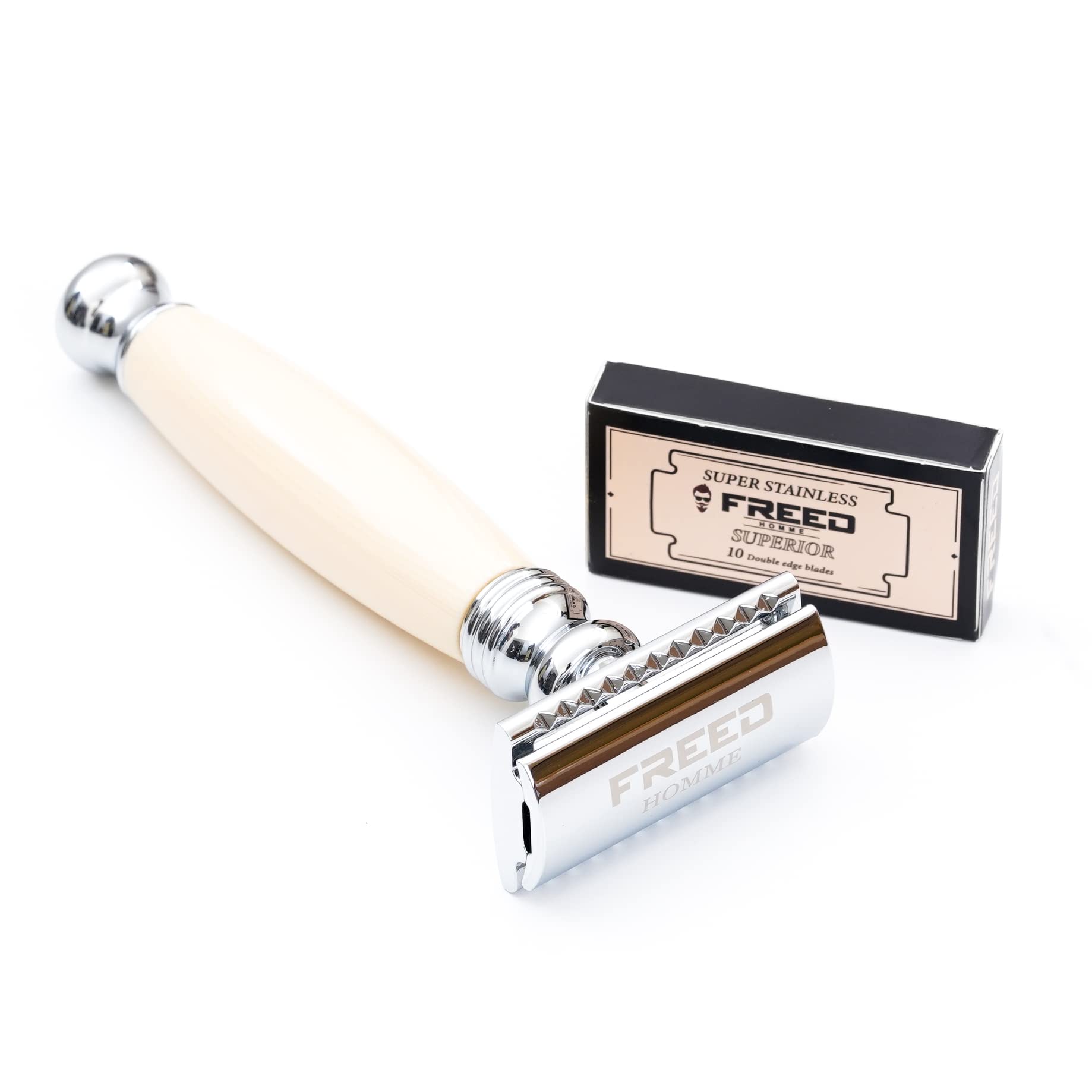 FREED Luxury Shaving Set for Men - Double Edge Safety Razor with alloy handle include 120 count Japanese 6cr13 Stainless Steel blade,It's the best gift for men, fathers,or birthdays.