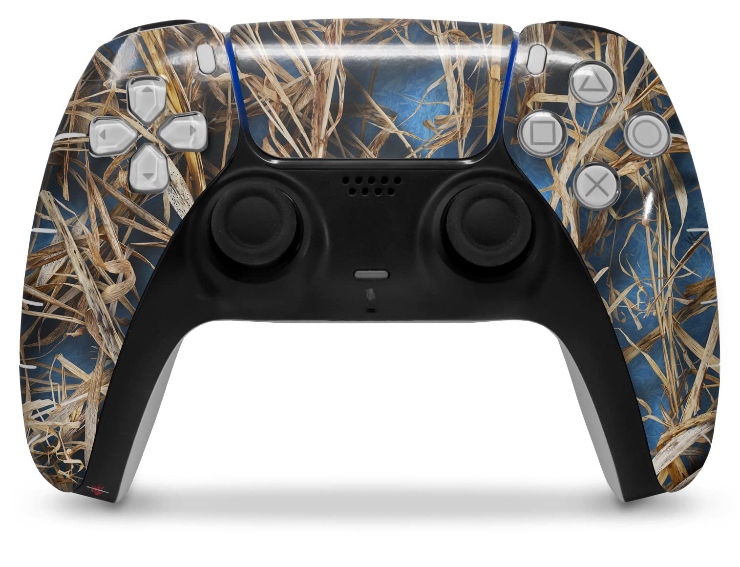 WraptorSkinz Skin Wrap compatible with Sony PS5 DualSense Controller WraptorCamo Grassy Marsh Camo Neon Blue (CONTROLLER NOT INCLUDED)