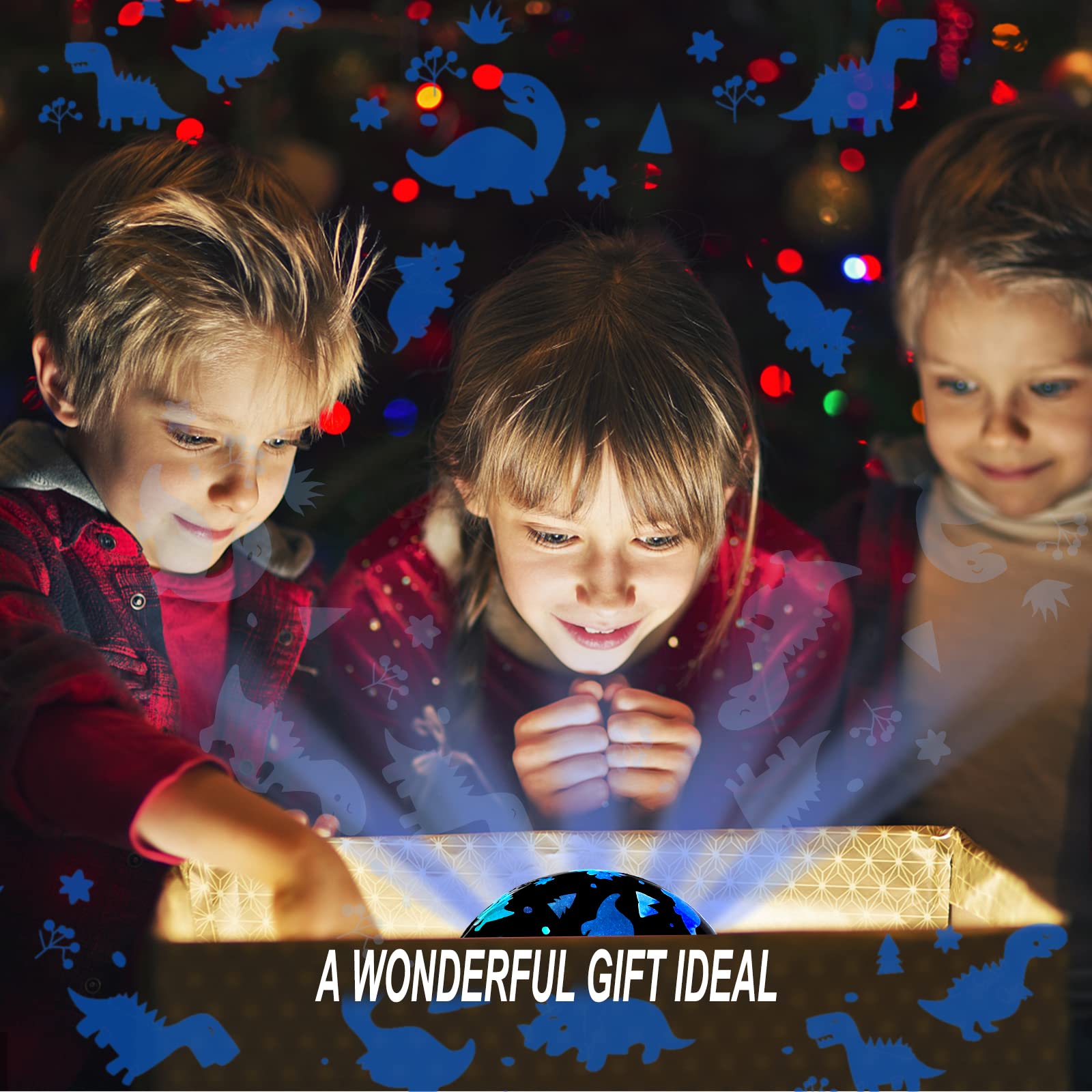 GOLDGE 2 pcs Night Lights for Kids Room 4.1X3.8 inch, Dinosaur Unicorn Toys- Pink & Blue