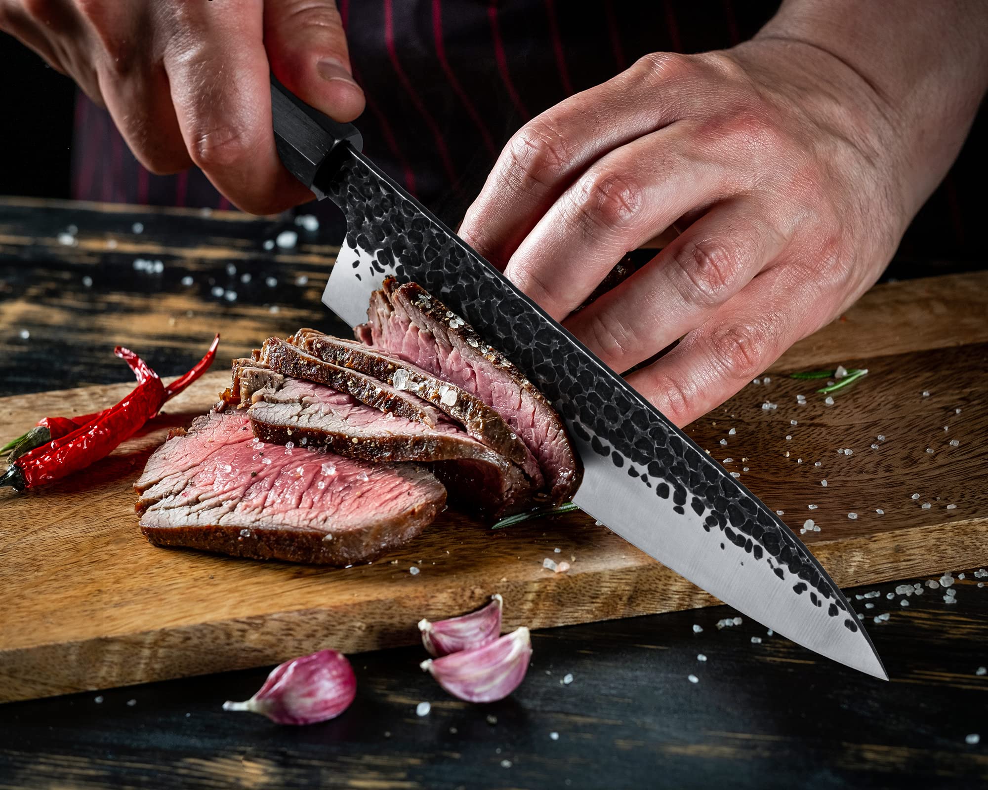 Gyuto Chef Knife - 8 Inch Professional Hand Forged Kitchen Chef Knife High Carbon Japanese AUS-8 Stainless Steel Chef Knife with Rosewood Handle & Gift Box