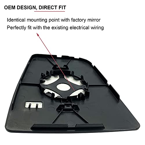 Driver Left Side Heated Mirror Glass Replacement for 2015 2016 2017 Ford Transit T150 T250 T350 Mirror - Side View Heated Convex Mirror Glass with Rear Holder, Replace CK4Z17K707B