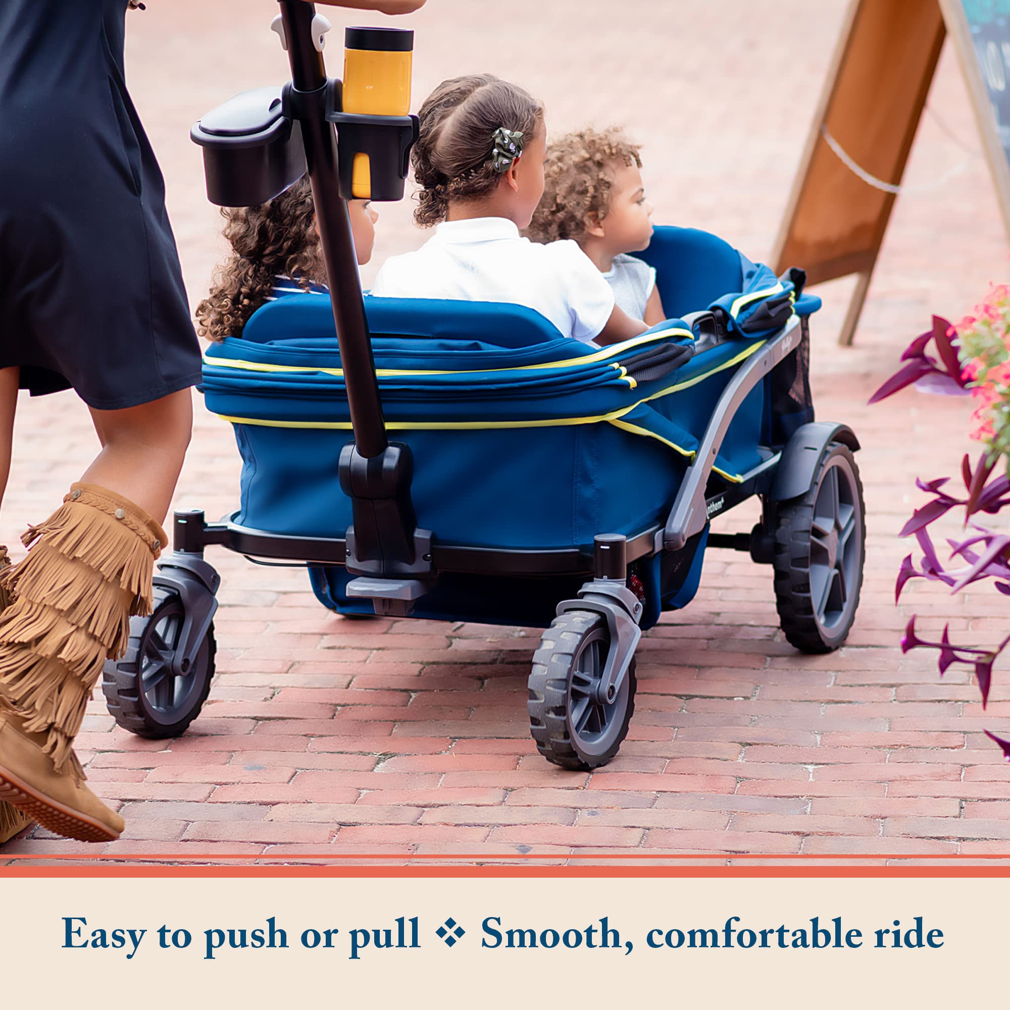 Gladly Family Anthem4 Quad All-Terrain Wagon Stroller, Neon Indigo with Car Seat Adapter
