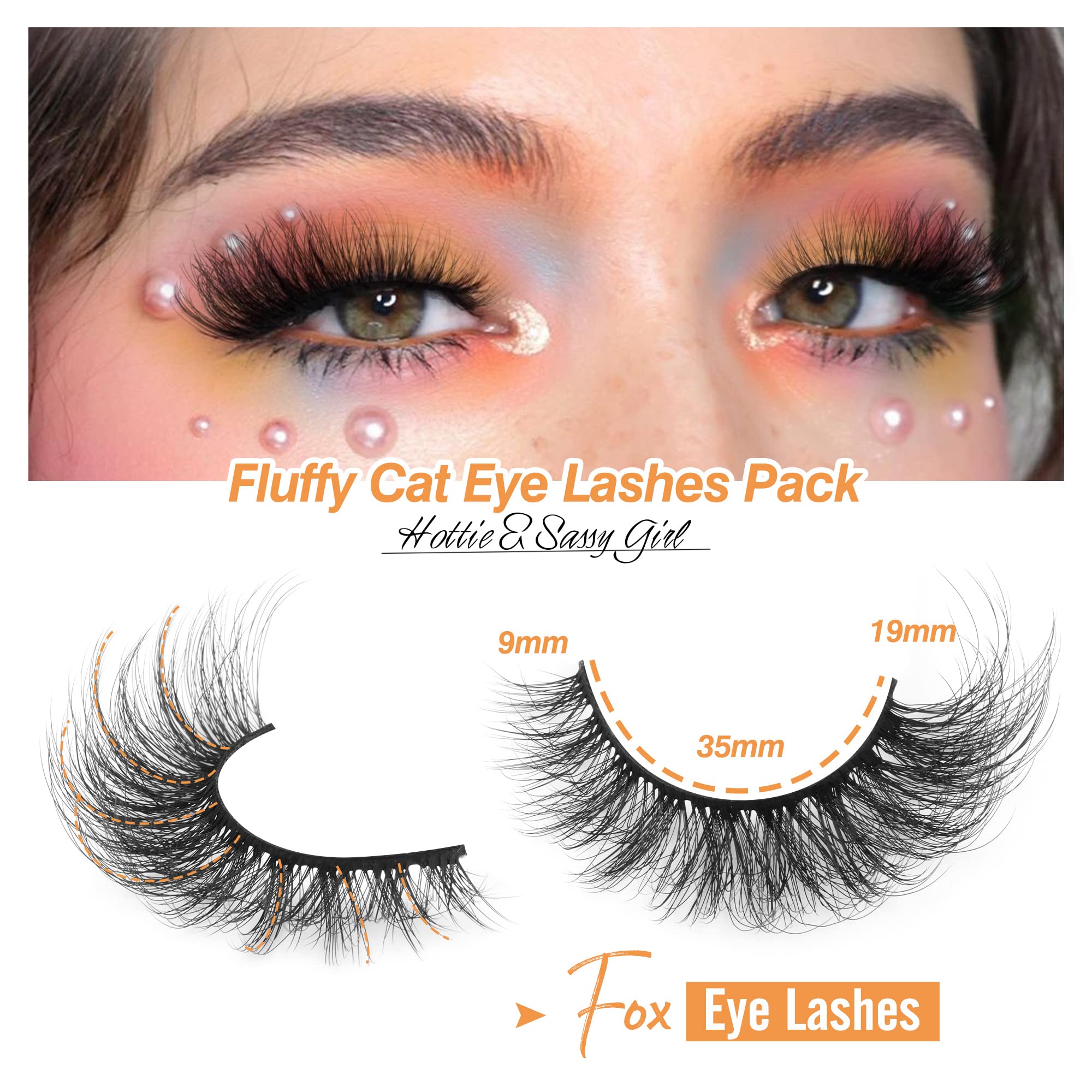 Fluffy False Eyelashes Wispy Fox Eye Lashes Mink Eyelashes Natural Look Fake Lashes that Look Like Extensions by Eefofnn
