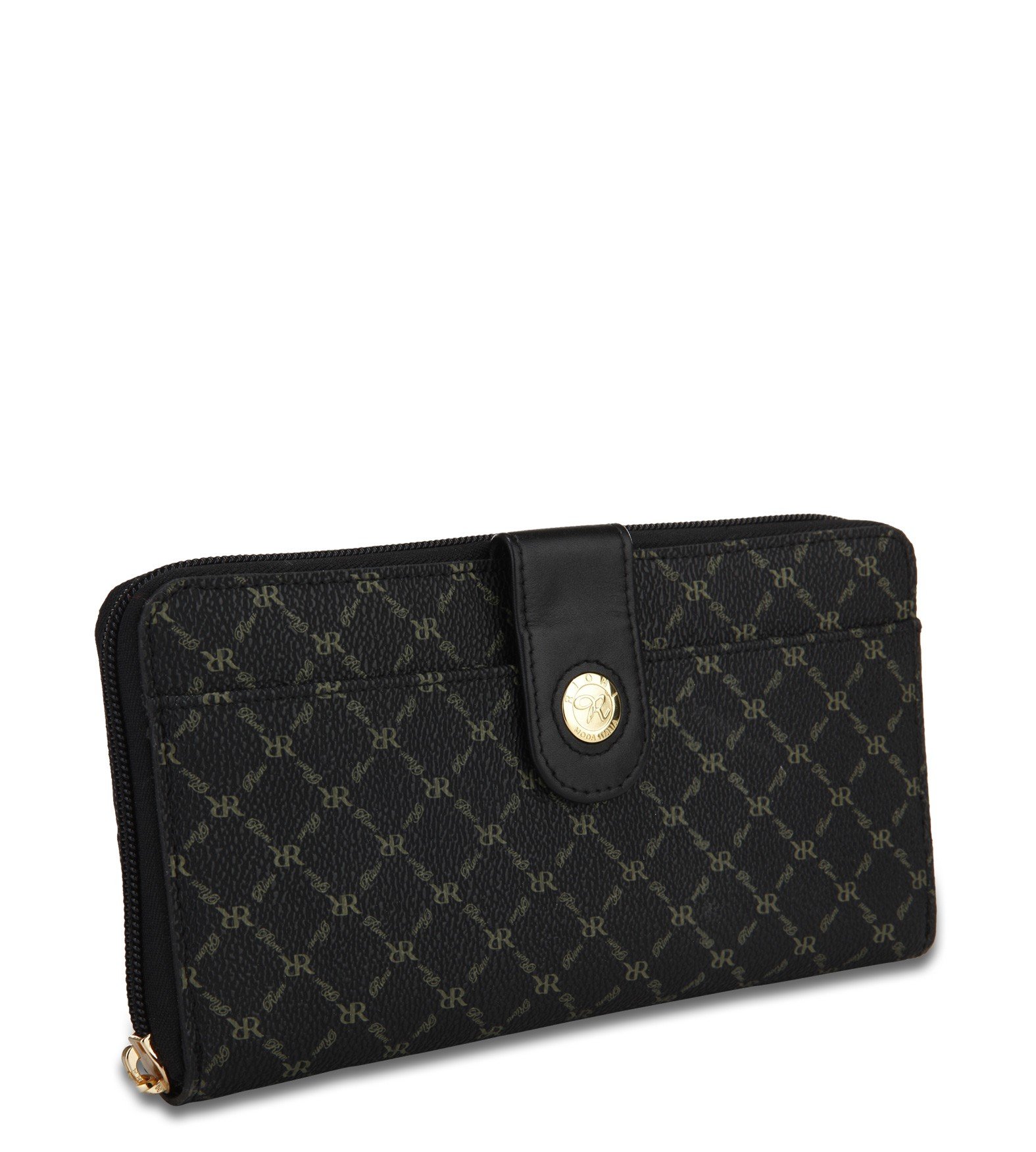 Rioni Signature (Black) - Button Zip Wallet