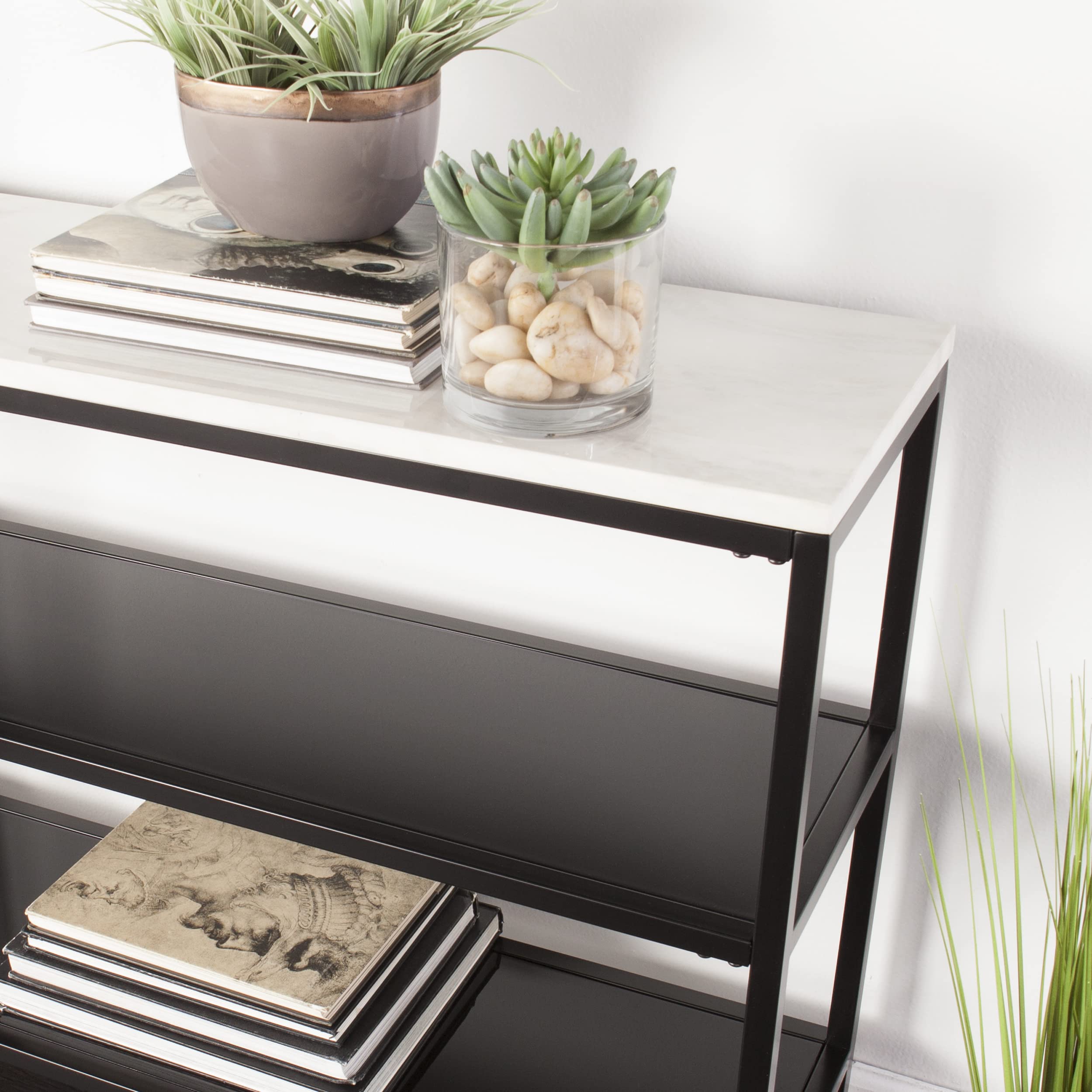 SEI Furniture Corman Console Table, 56" W x 12" D x 29" H, Black, Gray