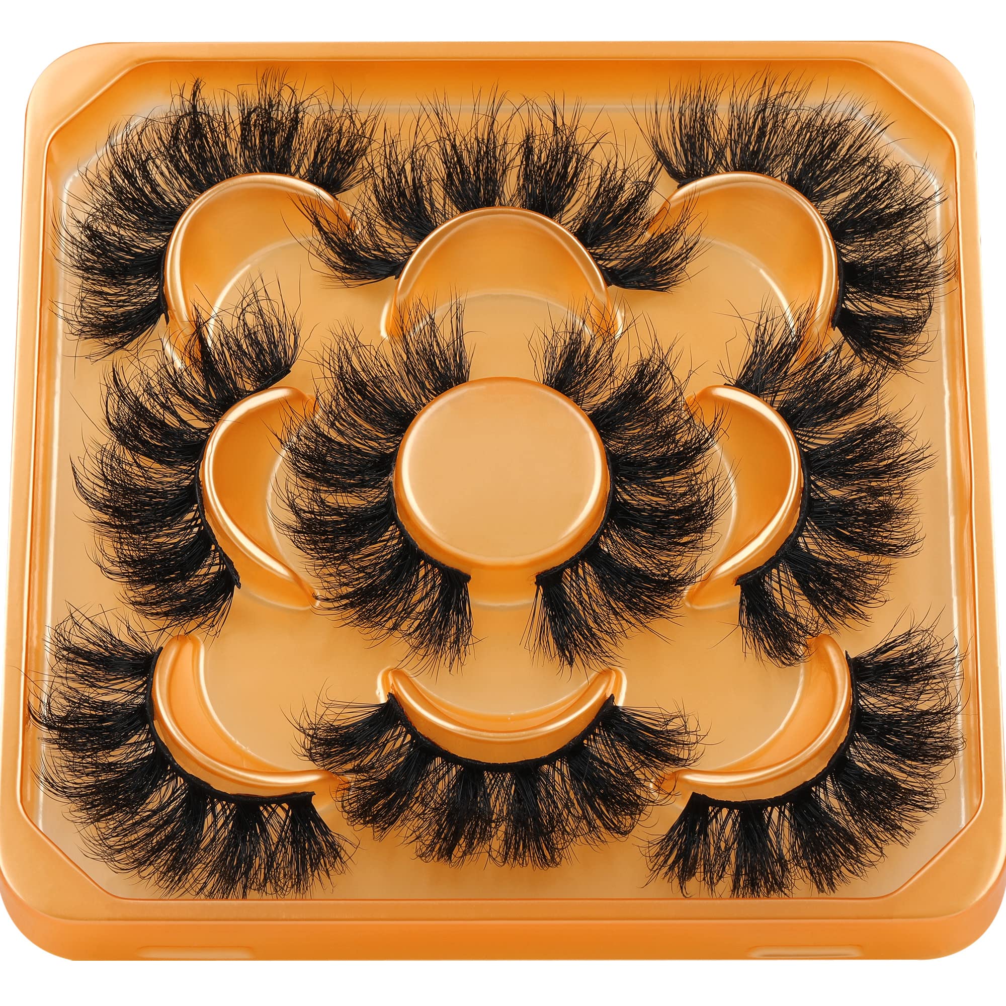 Fluffy Mink Lashes 22 MM Long Thick Eyelashes Wispy Dramatic Faux Mink Lashes Extensions ALPHONSE 8D Volume D Curl Curly False Eyelashes Pack 5 Pairs