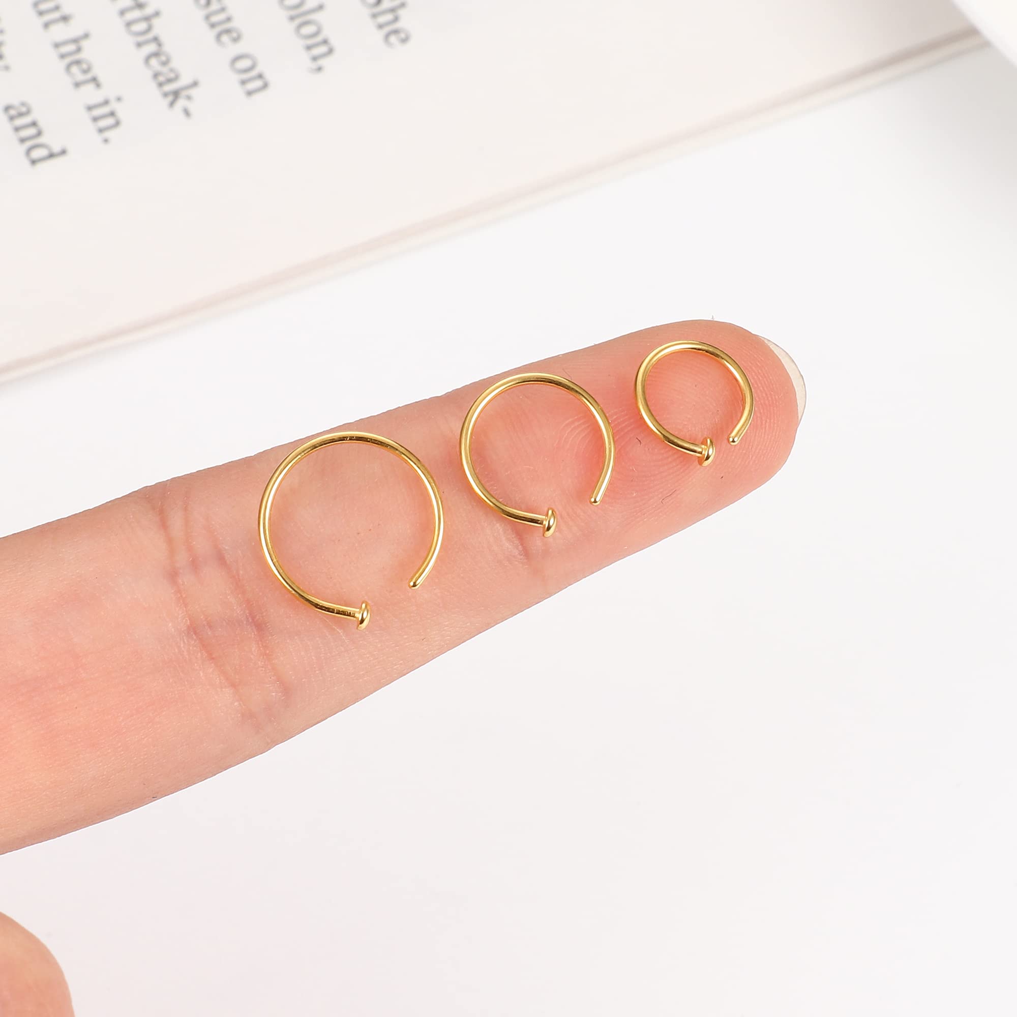 Drperfect 20G Nose Ring Hoop Stainless Steel Small Thin Cartilage Nose Ring Tiny Snug Fit Nose Piercing Jewelry 6mm 8mm 10mm Adjustable