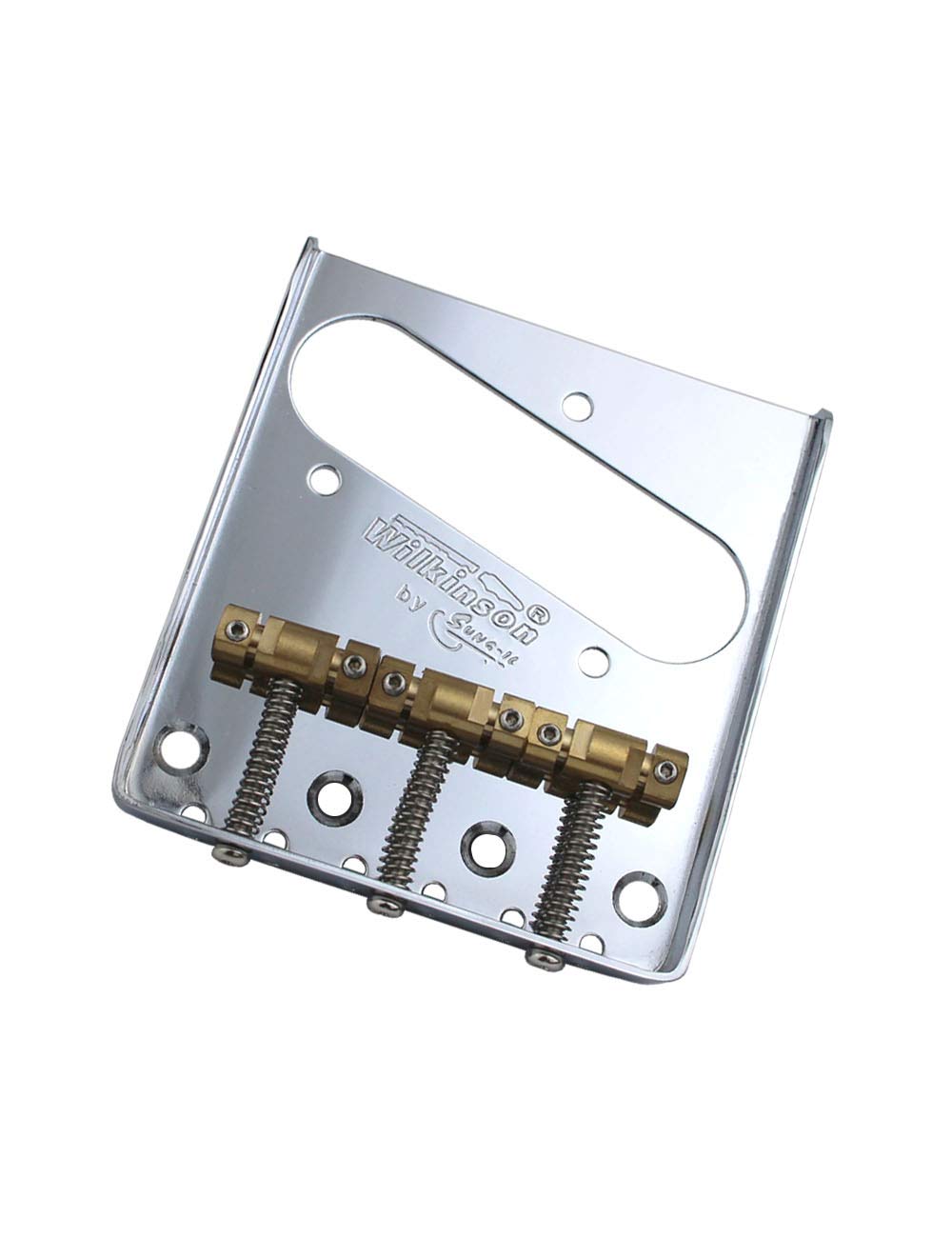 Wilkinson Fixed Guitar Bridge Compensated with 10.8mm Brass Grooves Saddles - WTB Ashtray Bridges Set Replacement for Tele TL Style 6 Strings Electric or Vintage Guitar (Chrome)