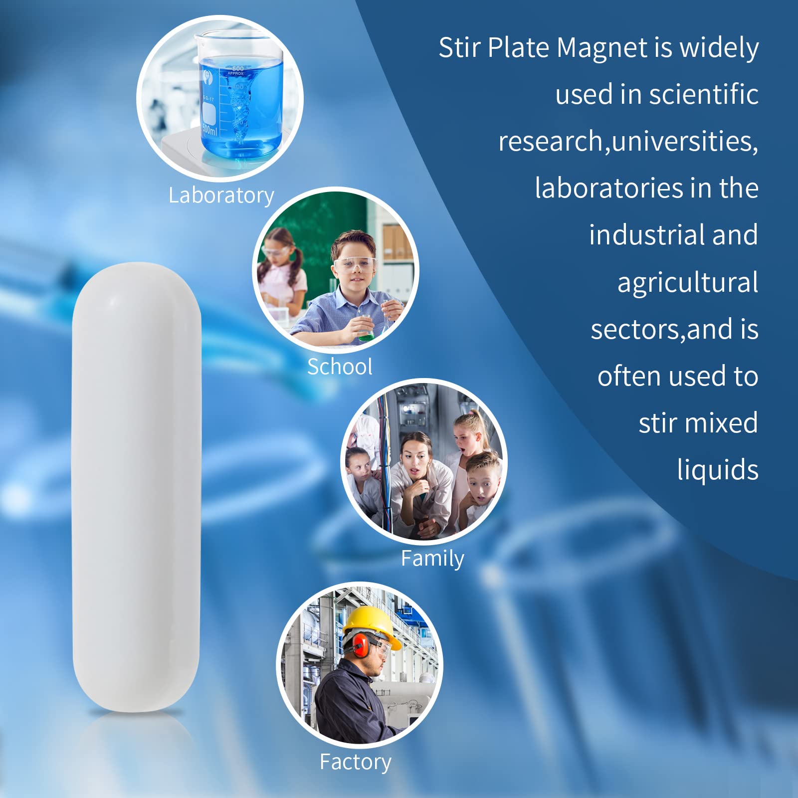Stir Bars,5 Pcs 10mm(0.4 inch) PTFE Magnetic Stirrer Mixer Stir Bar,White Color,Laboratory Bar,Stir Plate Bar