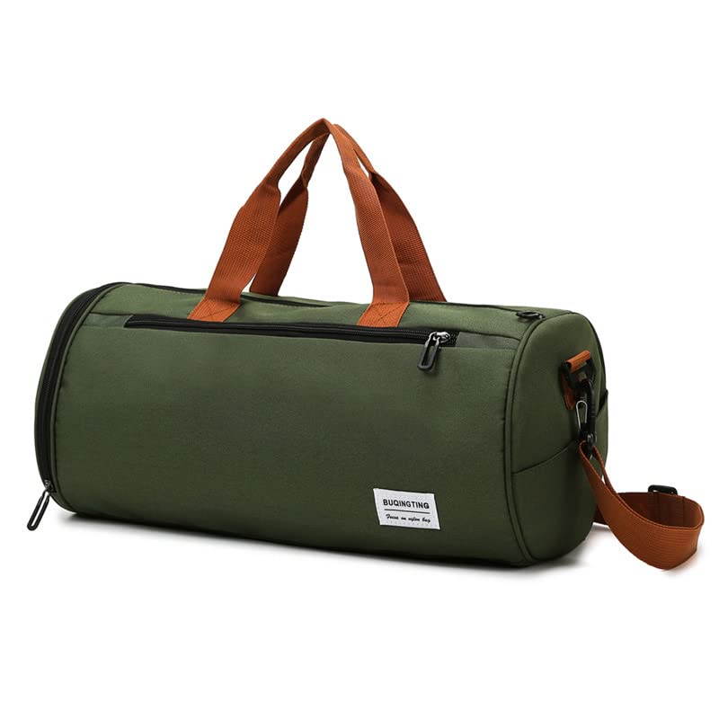 Dry and Wet Cylindrical Yoga Gym Bag with Shoe Pocket (Army Green)