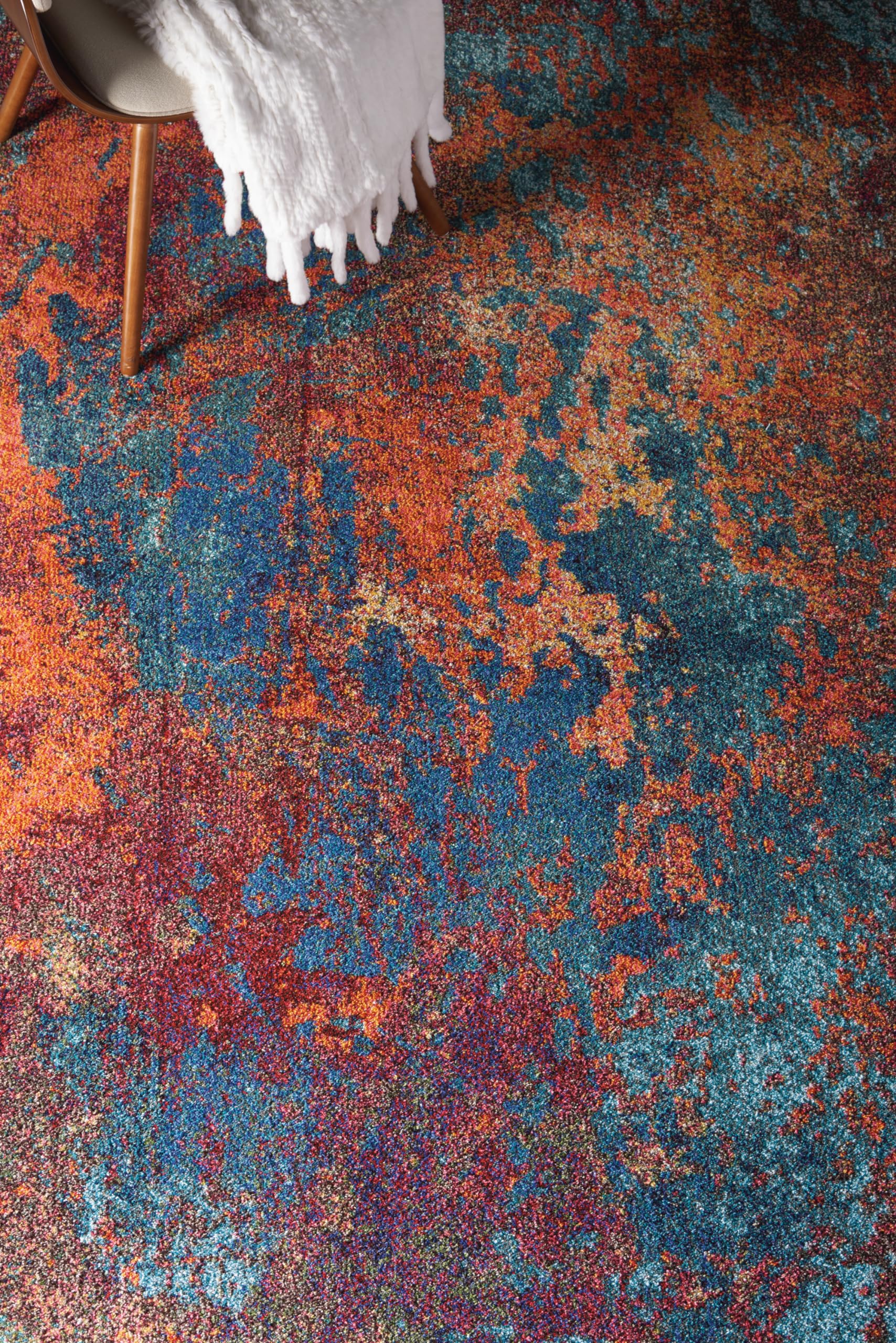Nourison Celestial Red/Blue Atlantic 7'10" x 10'6" Area -Rug, Contemporary, Abstract, Easy -Cleaning, Non Shedding, Bed Room, Living Room, Dining Room, Kitchen, (8' x 11')