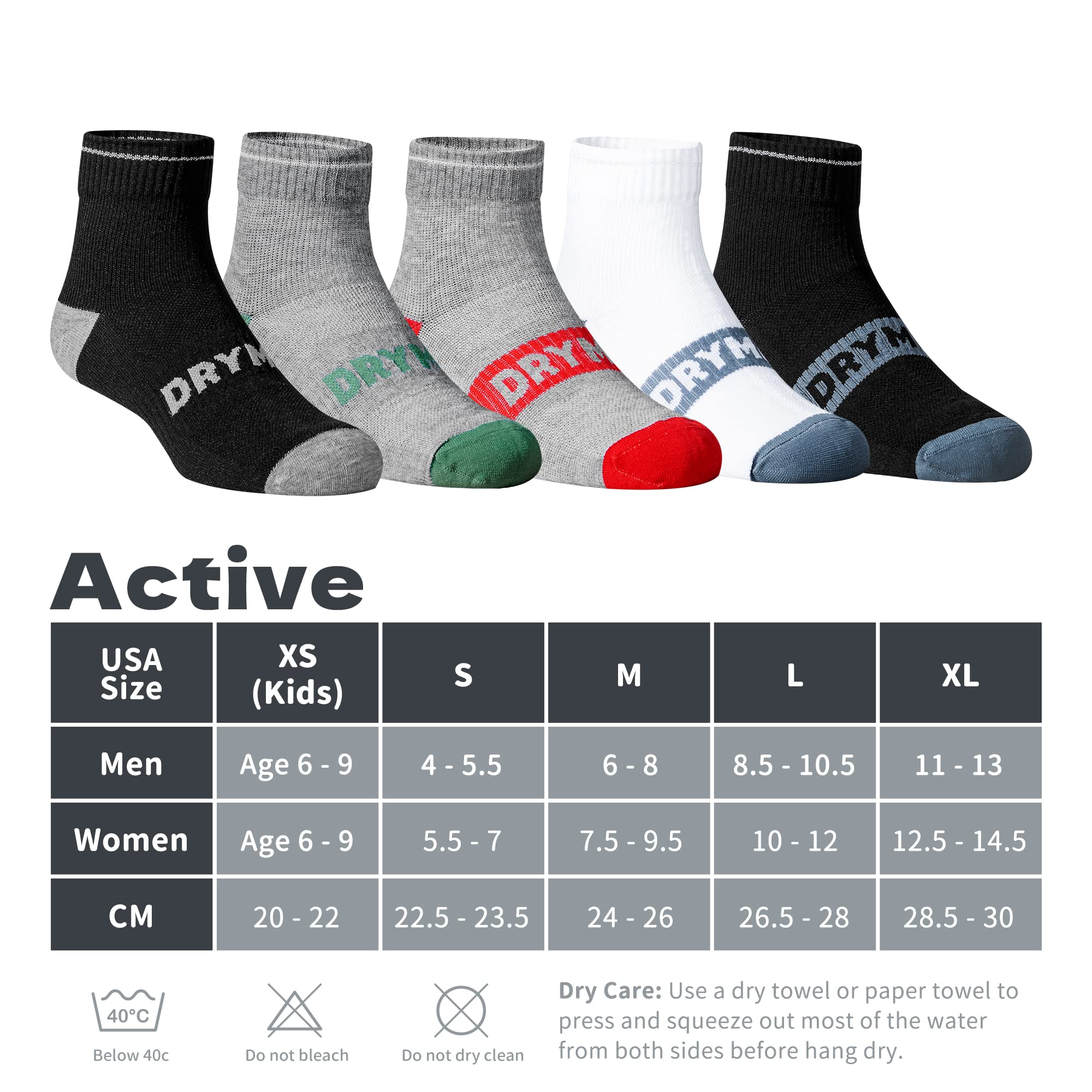 DRYMILE Active Waterproof Socks, Breathable Cushioned Running, Hiking, Winter Waterproof Socks for Men & Women - Ankle (Large, White/Blue)