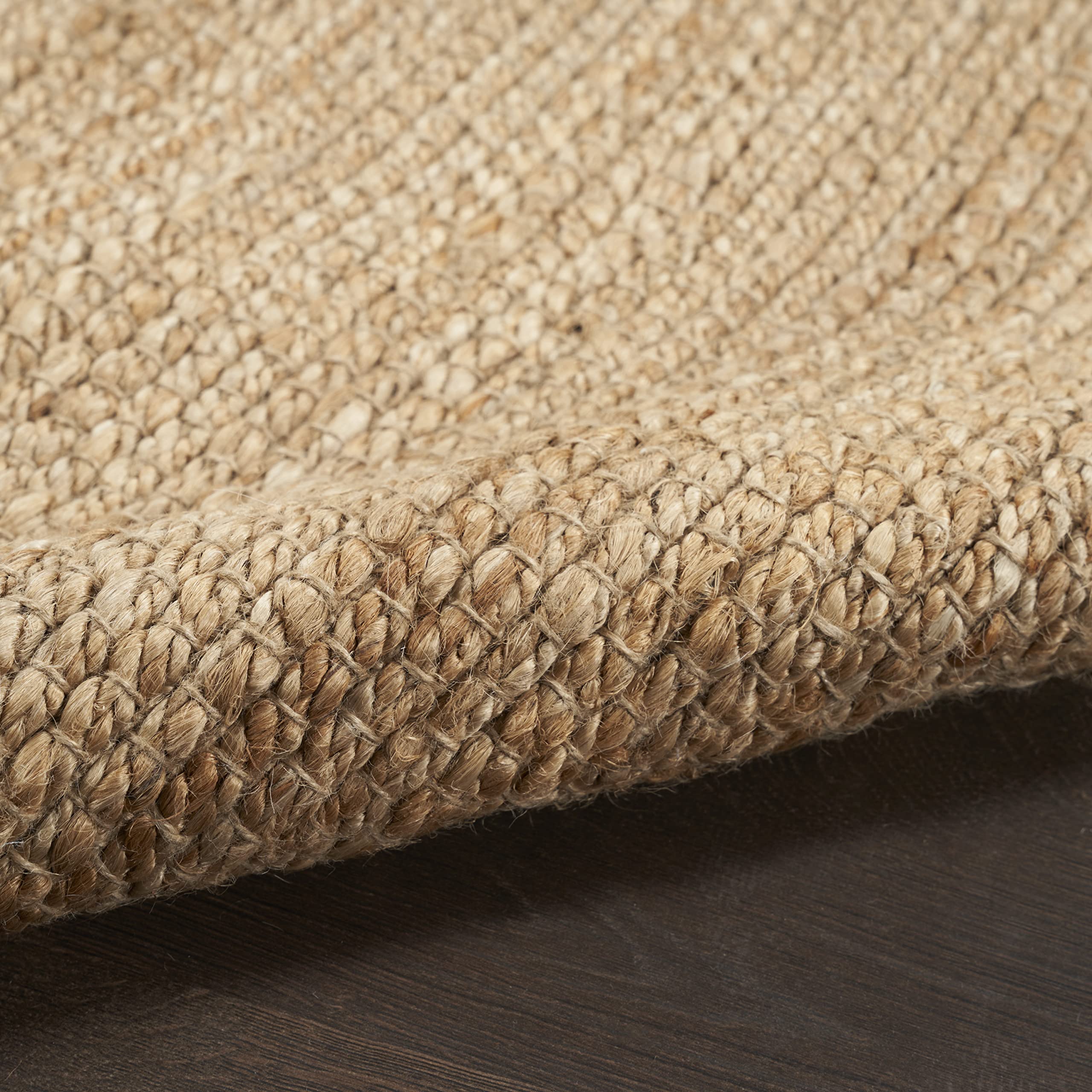 Nourison Natural Jute Solid Natural 2' x 3' Area -rug, Easy -cleaning, Non Shedding, Bed Room, Living Room, Dining Room, Kitchen (2x3)