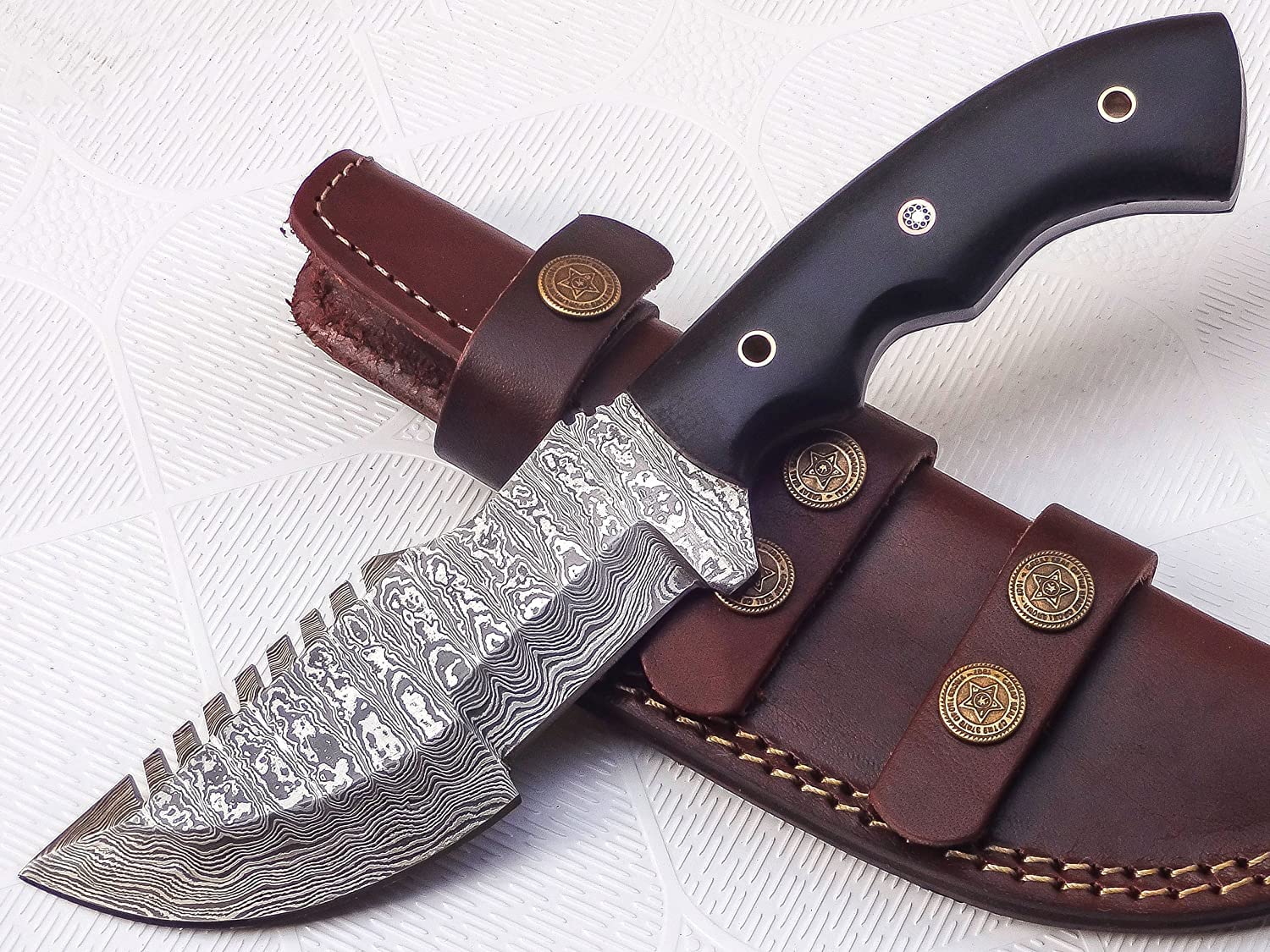 DSK-112 Custom Handmade Damascus Steel 8 inches Wood Handle Full Tang Hunting/Survival Hand forge/Outdoor Tracker Knife