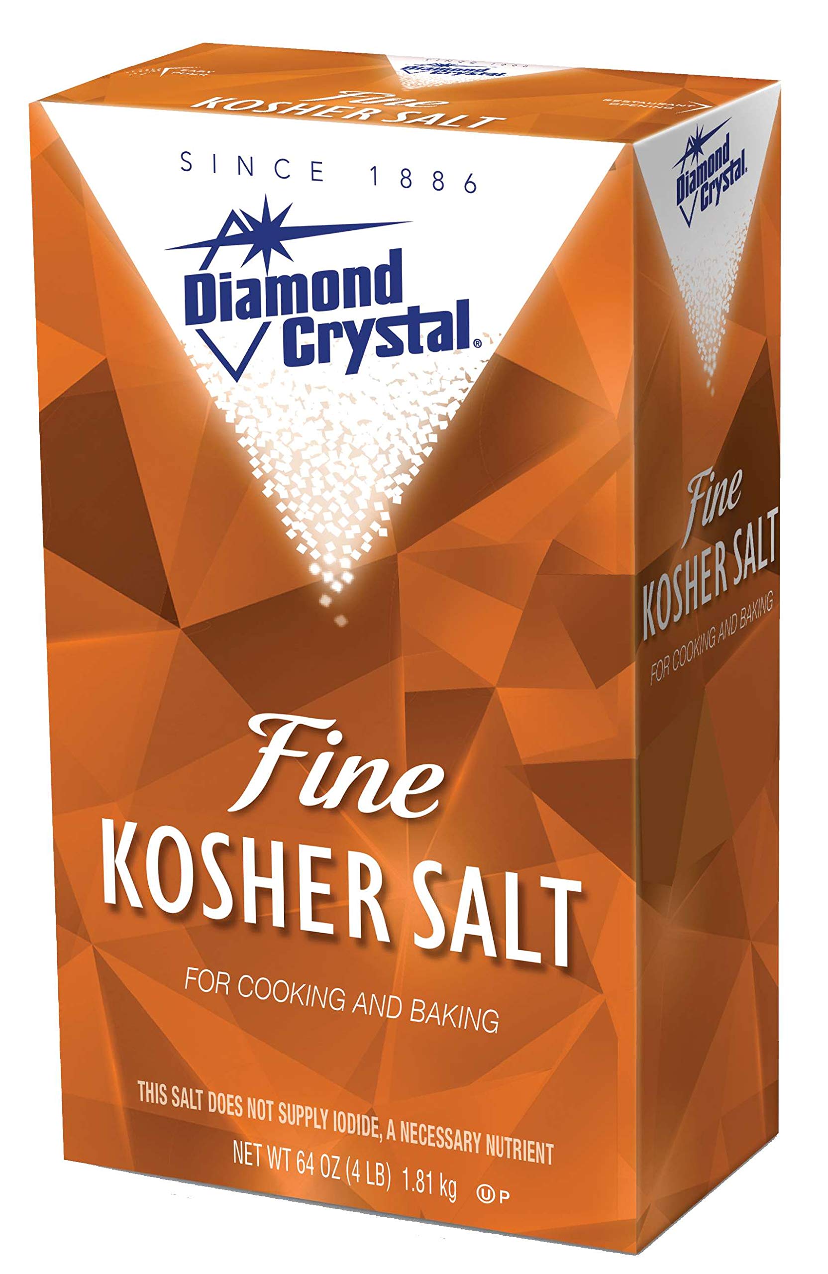 Diamond Crystal Fine Kosher Salt 4 Pound -- 12 per case.