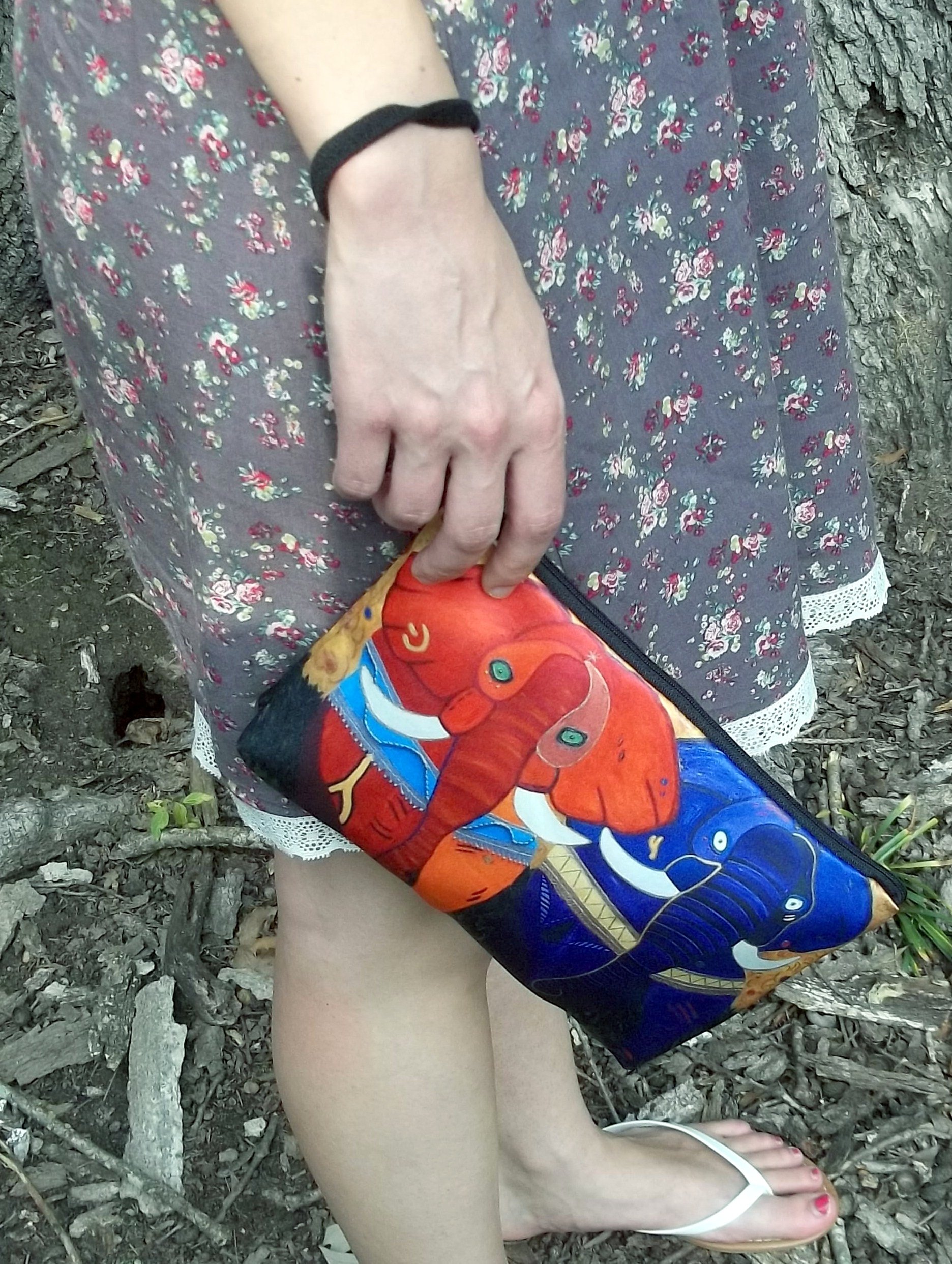 Red Panda Large Wristlet - From My Original Painting, Support Wildlife Conservation, Read How