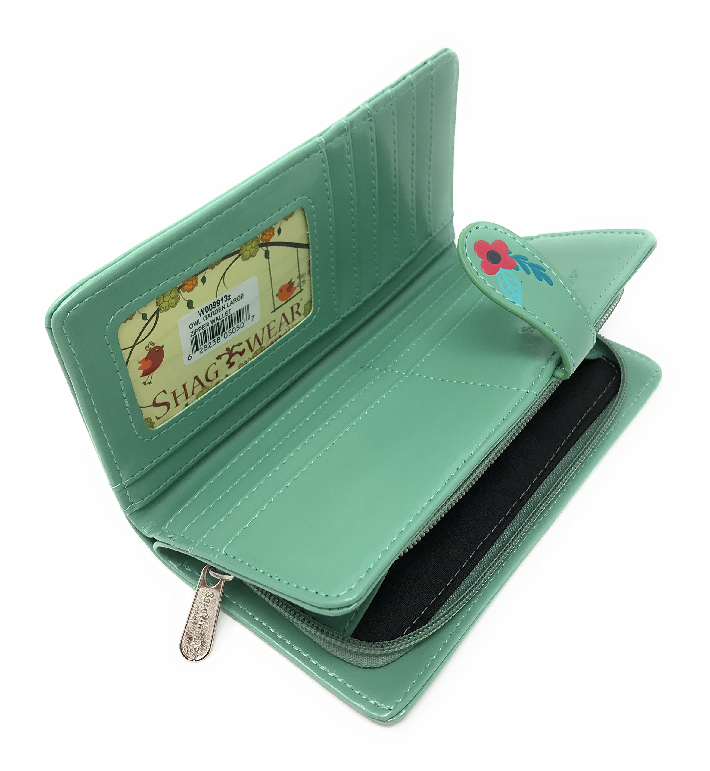 Shag Wear Bird Wallet for Women 7" (Owl Garden Green)