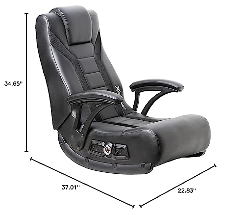X Rocker Jynx Floor Gaming Chair, Headrest Mounted Speakers, 2.1 Bluetooth Audio System, Wireless, Recliner with Padded Armrest, 5111601, 37.01" x 22.83" x 34.65", Black