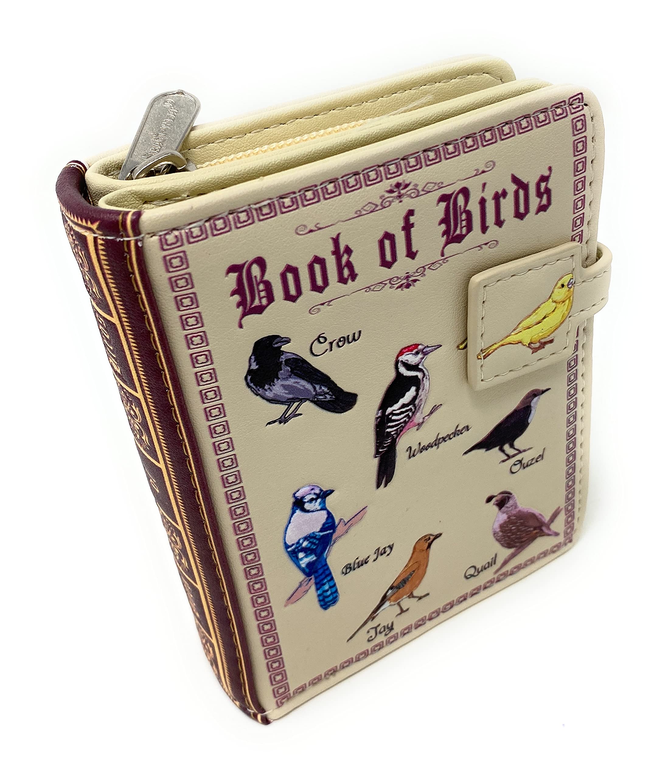Shag Wear Book of Birds Small Wallet for Women and Geet Girls Vegan Faux Leather 4.5" Beige