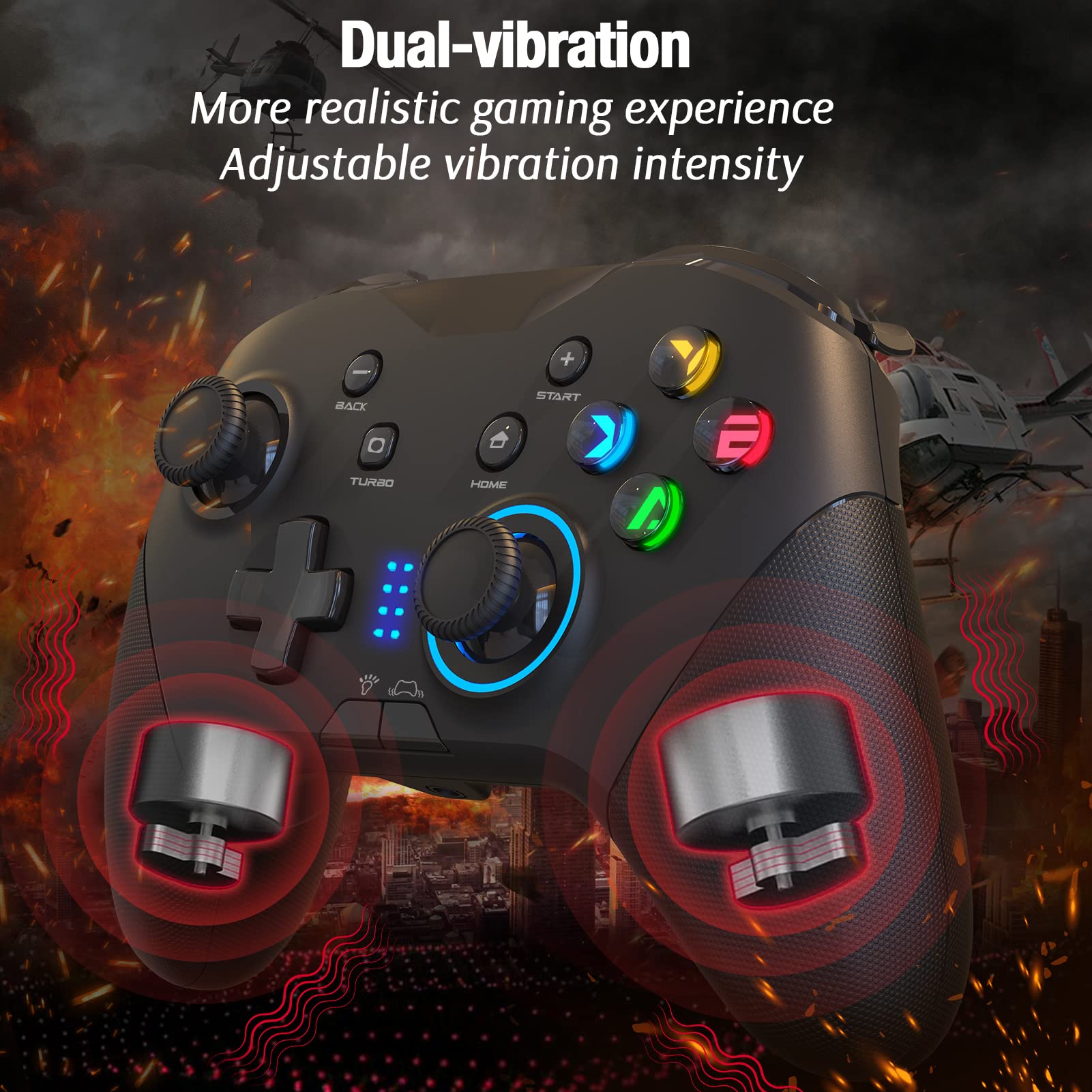 Wired Gaming Controller, PC Gamepad Joystick, Dual Vibration, Programmable Remap M1-M4, Game Console for Windows 7/8/10/ Laptop, TV Box, PS3, Android, Switch