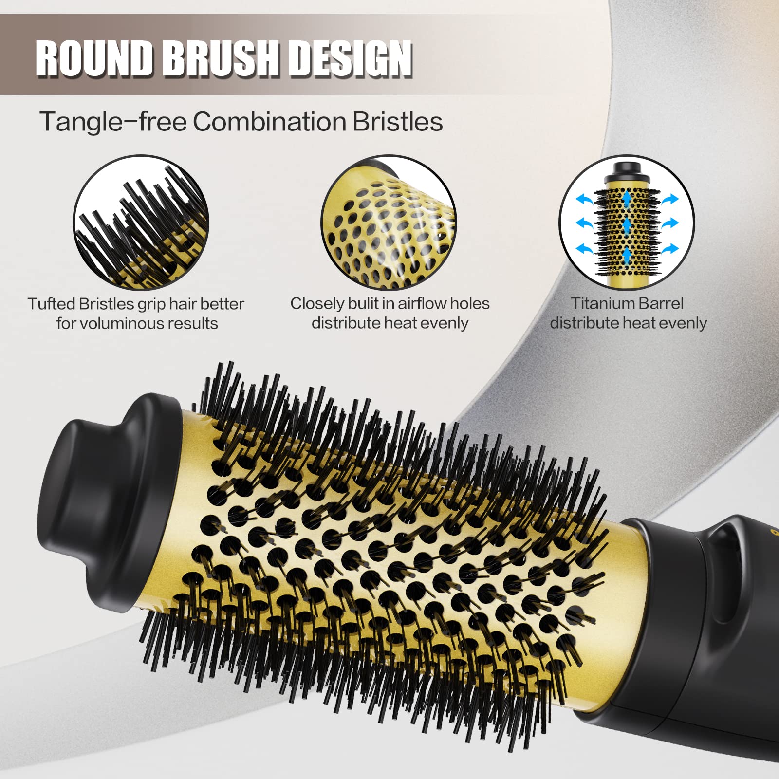 Hair Dryer Brush, Hot Air Brush Set & One Step Volumizer Plasma Technology Blow Dryer Brush for Fast Drying with Adjustable Temperature and Volumizing, Reduce Frizz and Static