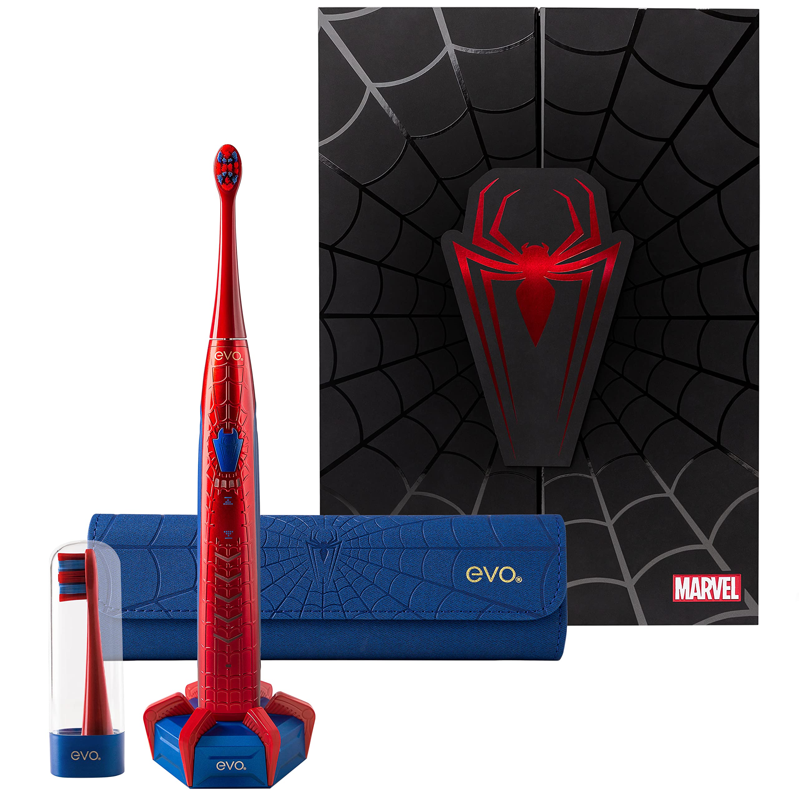 EVO SPM-1 Plaque Defense Replacement Toothbrush Heads, Marvel Spider-Man Electric Toothbrush Heads, Toothbrush Refill Brush Heads - Collector's