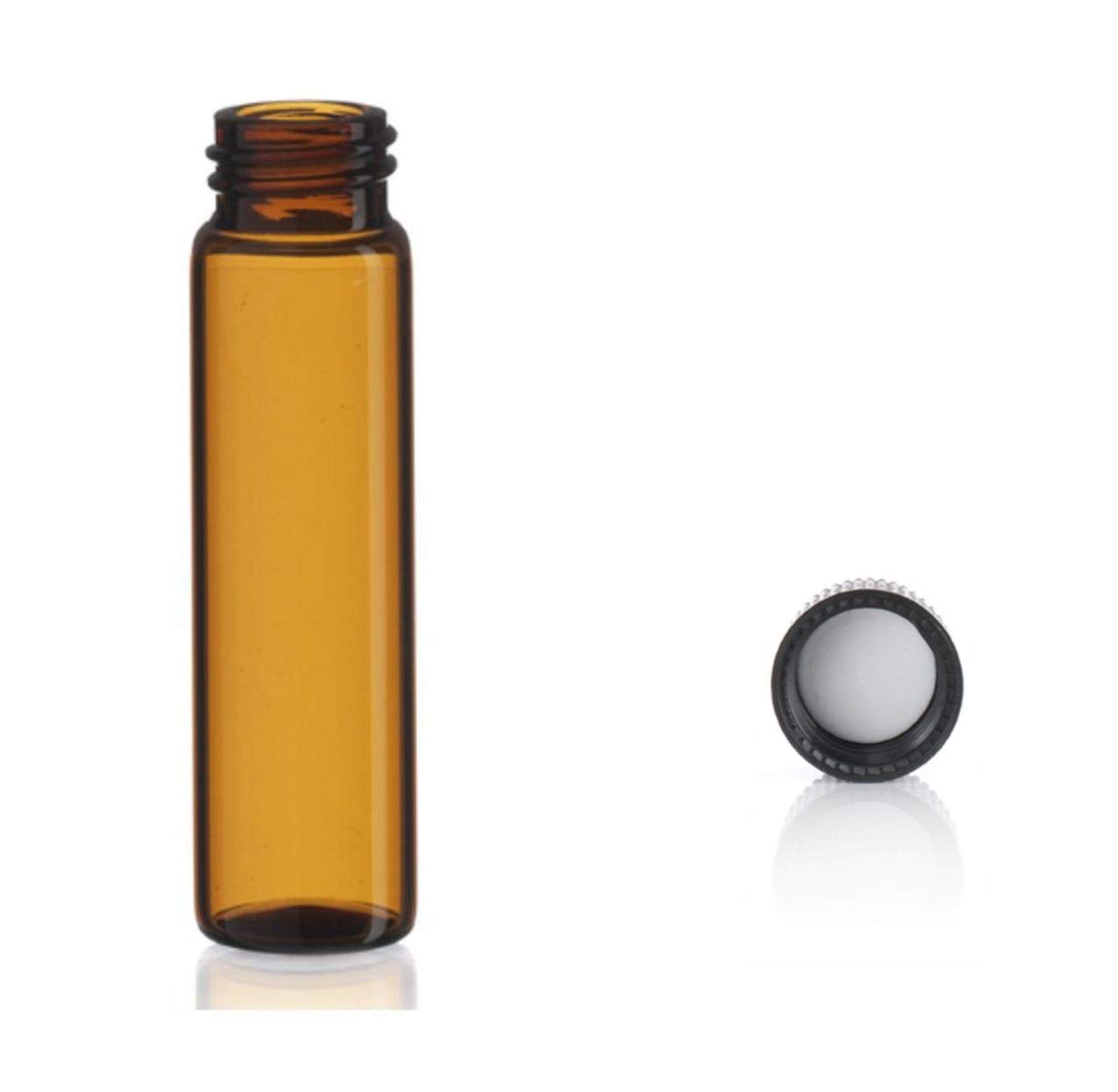 MagnaKoys 3 Dram Amber or Clear Glass Vials w/Polycone Foil Teflon Foam Liner Caps or Droppers (3 Dram w/Standard Liner Cap, Amber, 3)