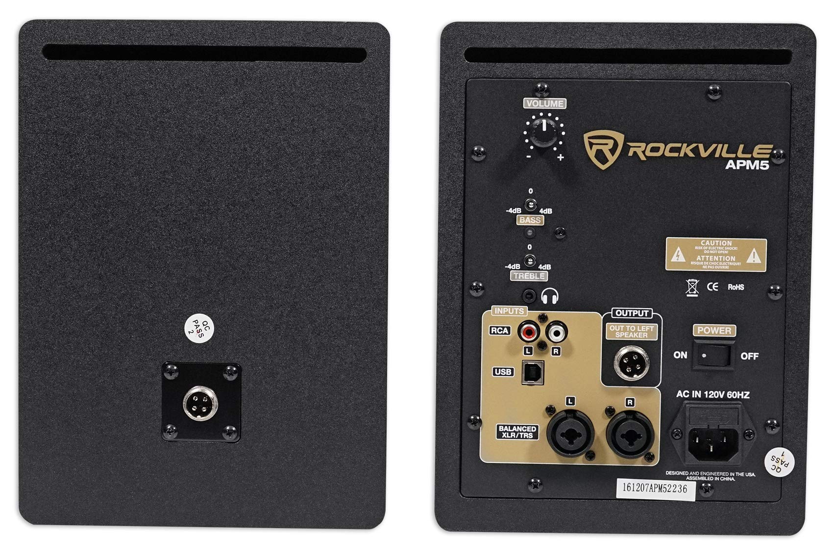 Rockville 2-Way 250W Active/Powered USB Studio Monitor Speakers Pair, 5.25 inch (APM5W)