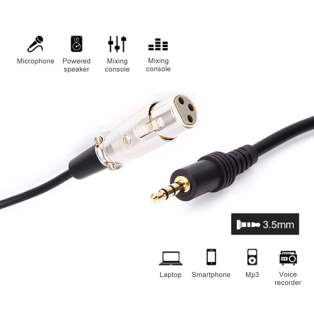 Tihebeyan 10FT/ 3 Pin XLR Connector Female to 1/8" 3.5mm Male Stereo Jack Microphone Audio Cord Cable Stereo Mini Jack AUX Cord Audio Cable