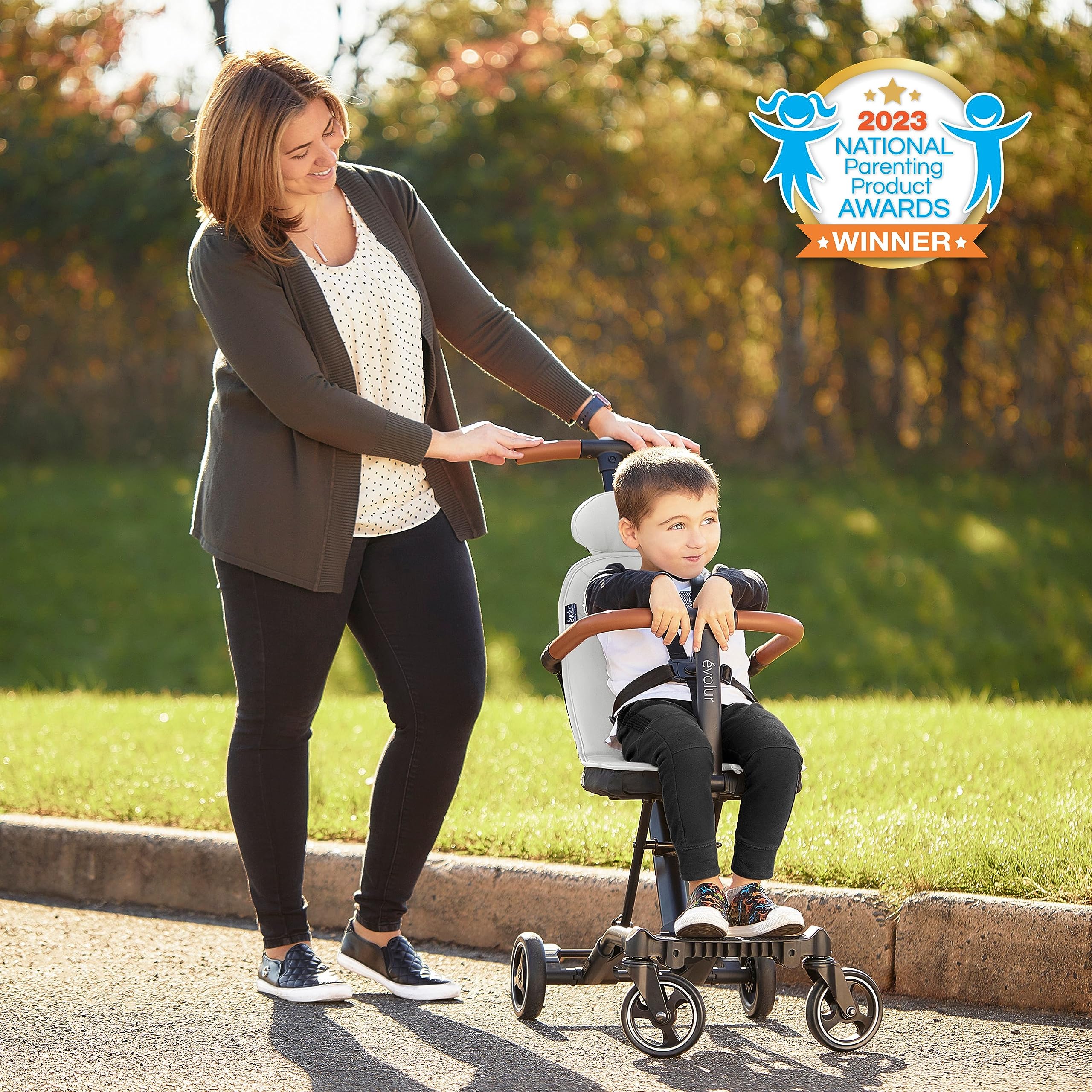 Evolur Cruise Rider Stroller, Lightweight Stroller with Compact Fold, Easy to Carry Travel Stroller, Noir Black