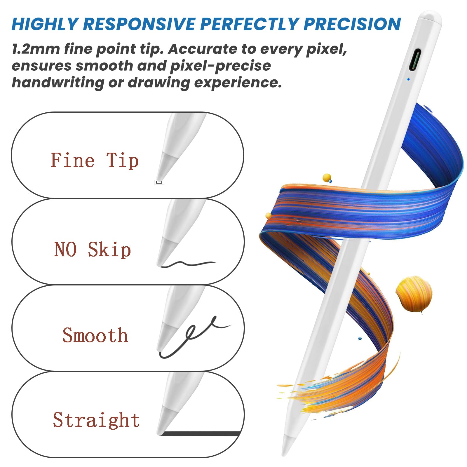 Stylus Pen for iPhone 13 Pro Max Pencil,2022 New Stylist Drawing Pen Compatible with Apple iPhone 13 Pro Max Precise 1.5mm POM Fine Point Tip,White