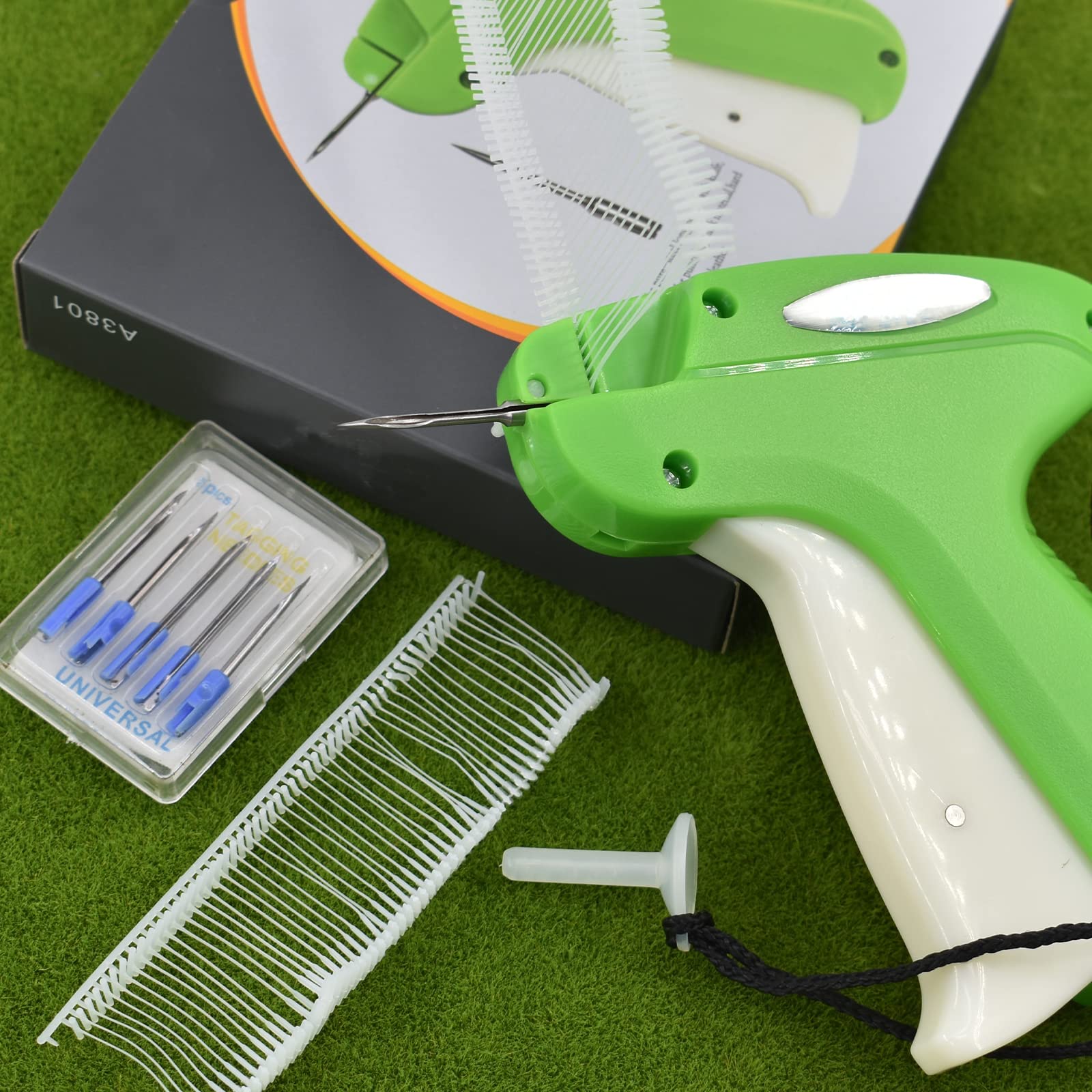 Clothes Garment Tag-Gun Set, Standard Retail Price Tag Attacher Guns, 6 Needles & 1000pcs 1inch and 2000pcs 2inch Barbs Fasteners for Store Warehouse Consignment Yard Sale