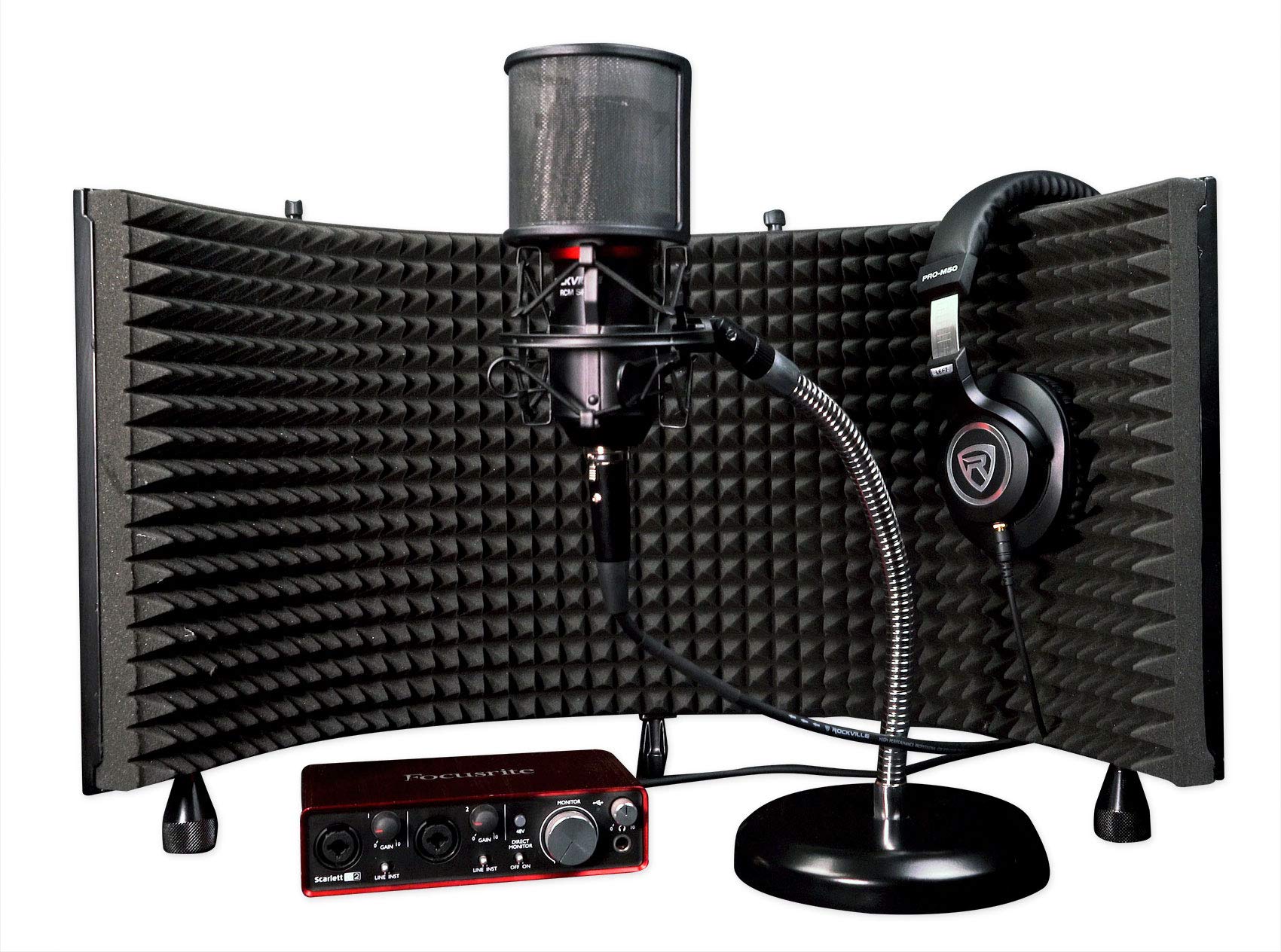 Rockville RDMS6 Studio Desktop Mic Stand w 11.8" Gooseneck+Round Weighted Base, Black