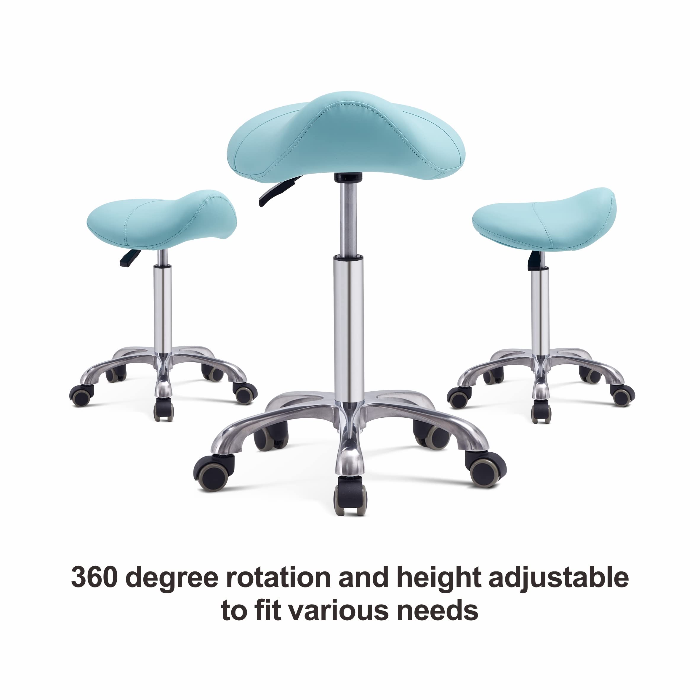Grace&Grace Professional Saddle Stool Series Hydraulic Swivel Comfortable Ergonomic with Heavy Duty Metal Base for Clinic Dentist Spa Massage Salons Studio (Green)