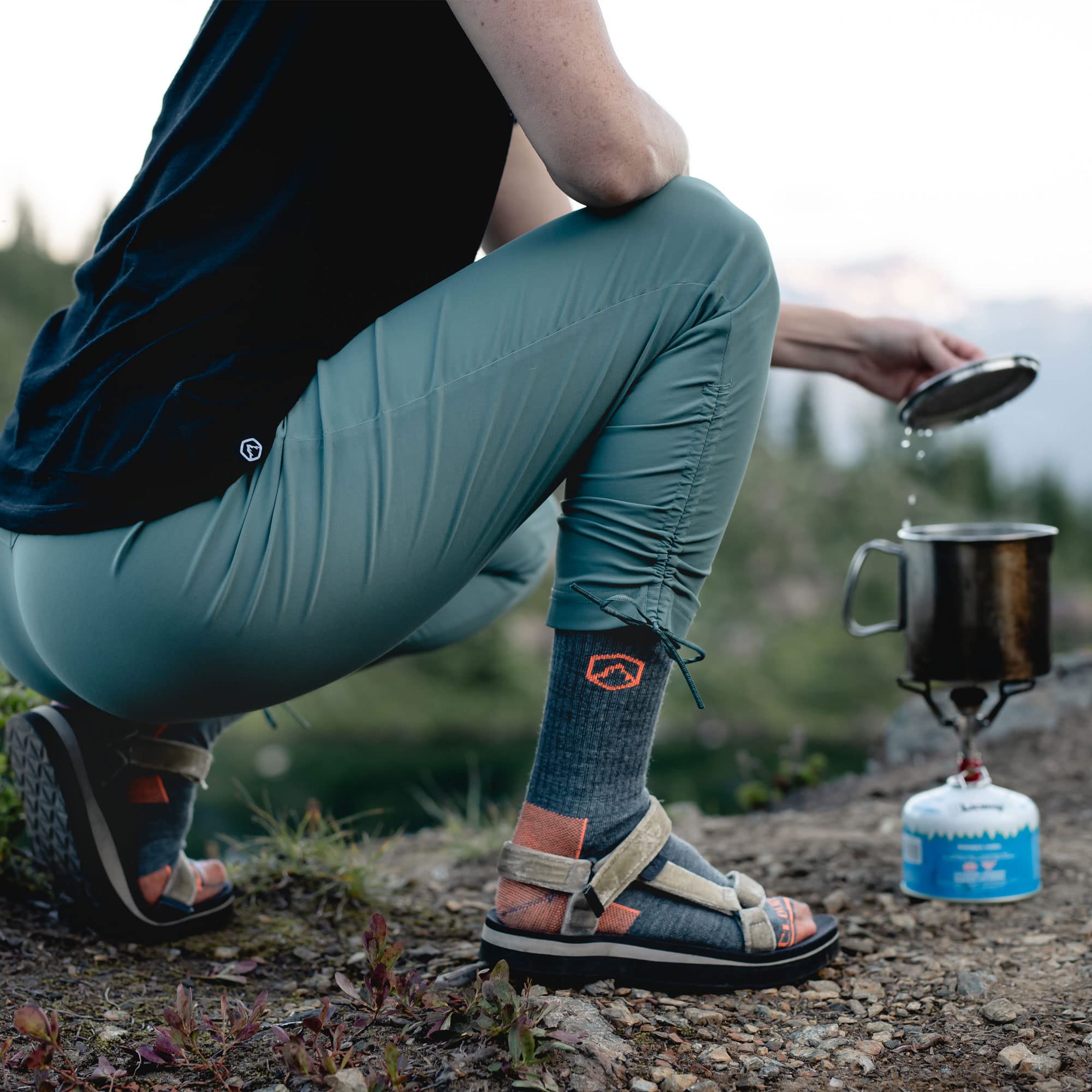 CloudLine Merino Wool Ultralight Crew Hiking Socks - Seamless Toe, Moisture Wicking, & Breathable Blister Prevention - Large PNW Green