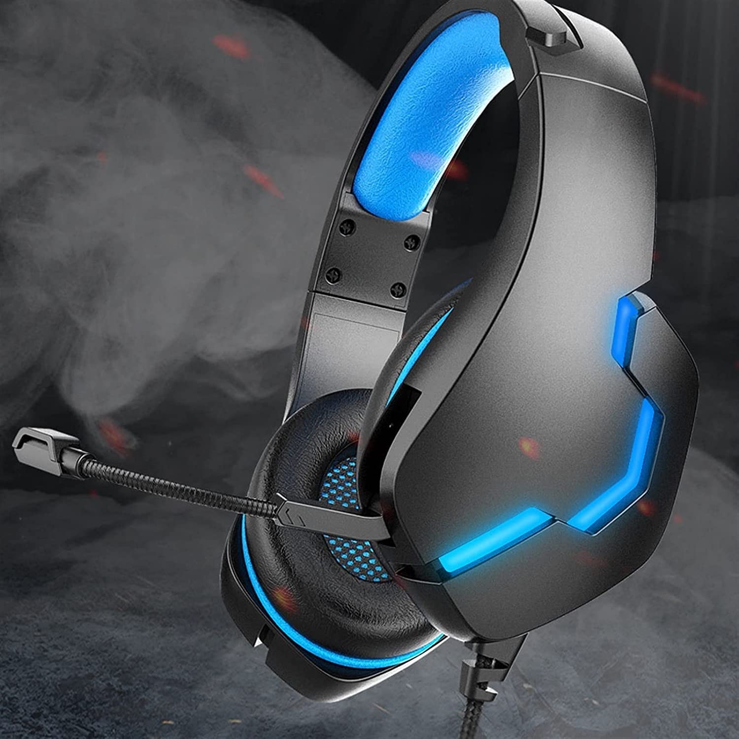 XIXIDIAN Gaming Headset, for PC Surround Sound Headphones with Noise Cancelling Microphone (Color : Red)
