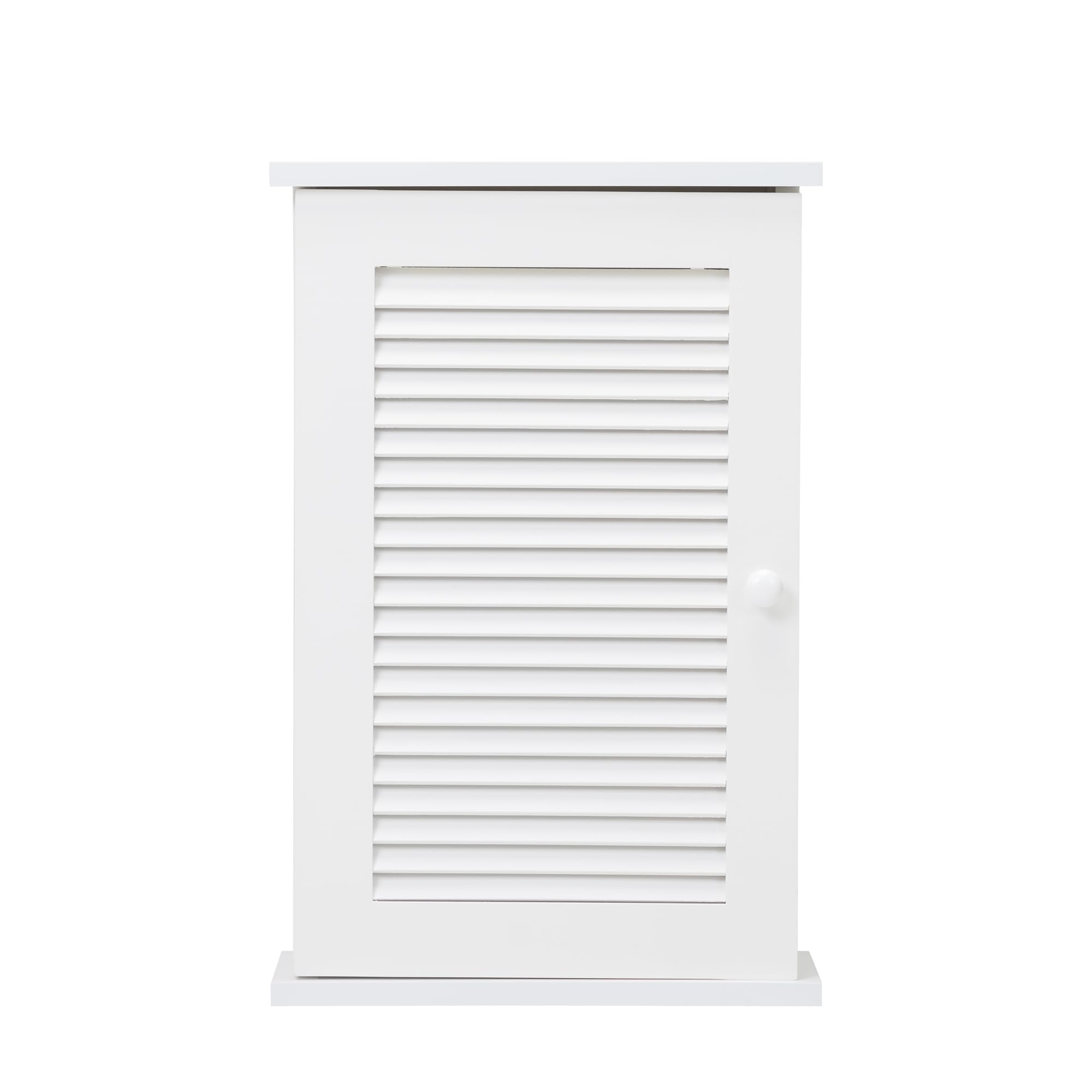JAXPETY Bathroom Wall Cabinet 3-Tier Storage Organizer with Single Louvered Door,Wooden Medicine Cabinets with Adjustable Shelf for Bathroom&Living Room,White