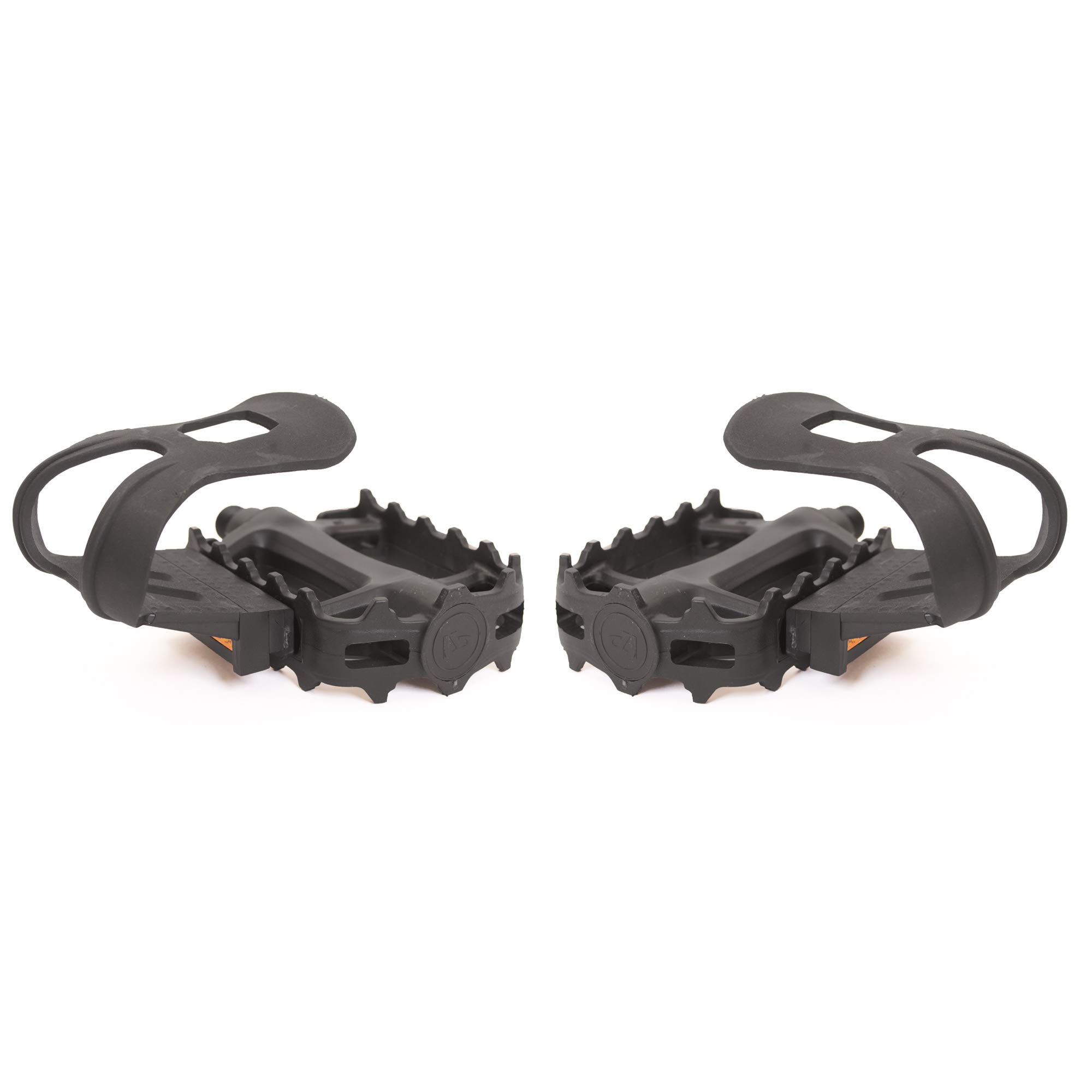 Retrospec Bicycles Resin Bike Pedal with Strapless Bicycle Toe Clip/Cage/Reflectors, Black