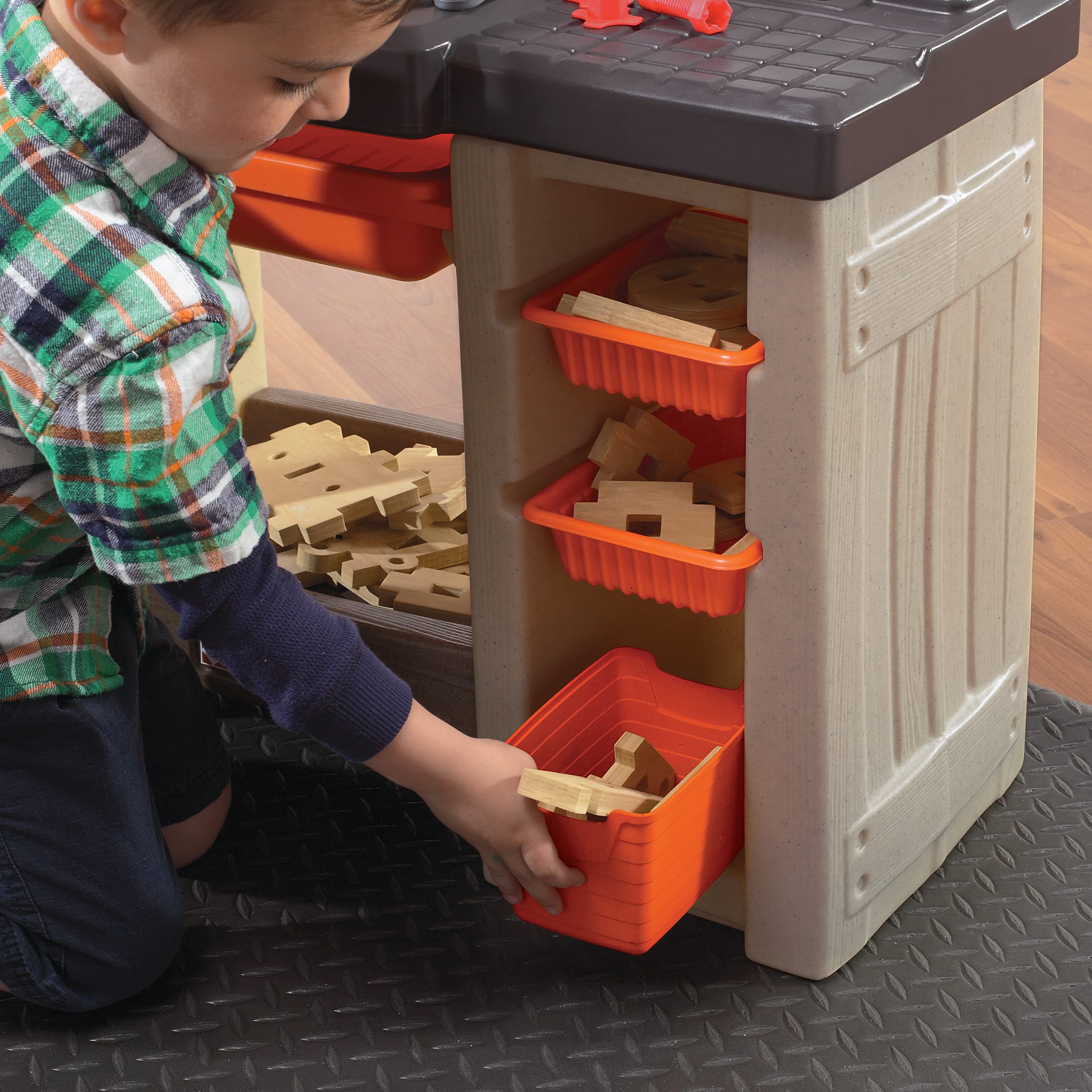 Step2 Handyman Kids Workbench, Indoor/Outdoor Tool Bench for Children, Interactive Play with Sounds, Made of Durable Plastic, Includes 35 Piece Toy Accessories, For Toddlers 3+ Years Old