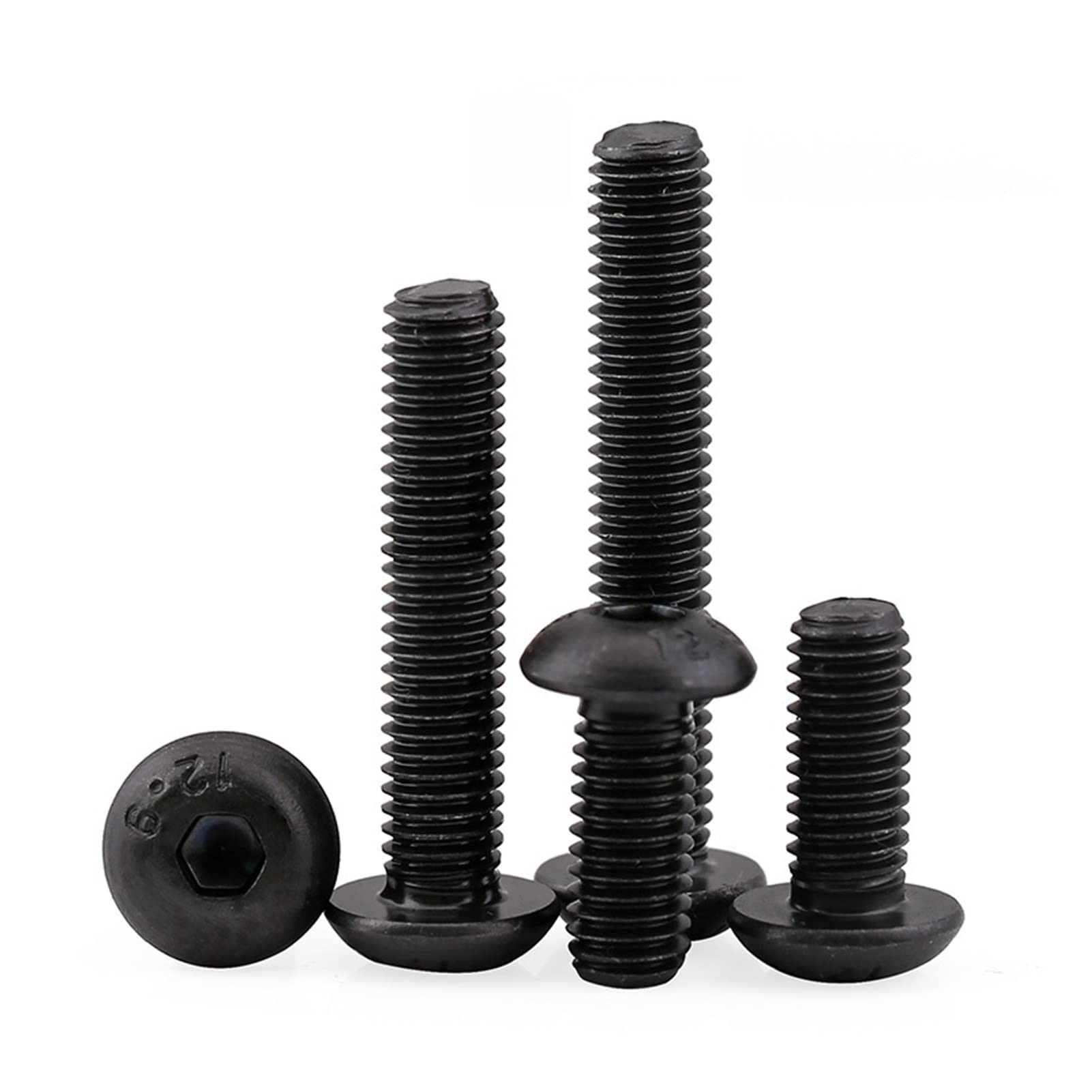 PENGFA Wshao store 50/40/20pcs M2 M2.5 M3 M4 M5 M6 M8 M10 12.9 High-Strength Bolts Round Head Hexagon Socket Screws Button Head Cap Screw 3-60mm (Dimensions : M2.5 x 12mm(50pcs))