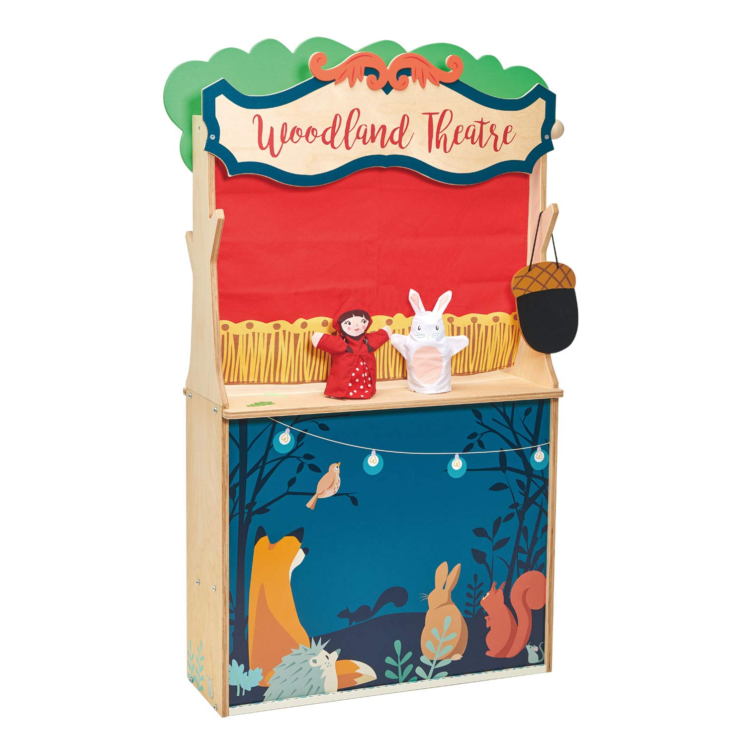 Tender Leaf Toys Woodland Store and Puppet Theater – 2 Sided Reversible Grocery Stand and Hand Puppeteer Stage - Social, Creative, and Imaginative Development – Expressive Role Play – Ages 3 Years +