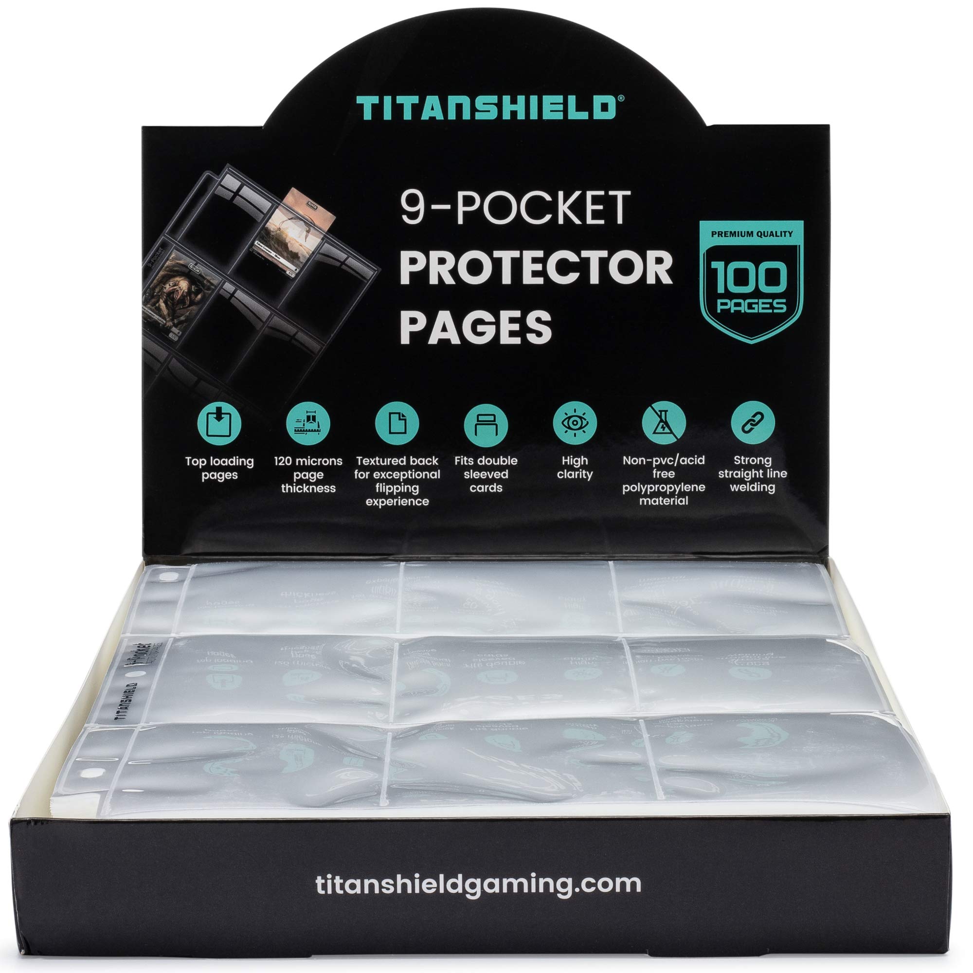 TitanShield Premium 9-Pocket 9 Pocket 100 Pages of Card Sleeves for Trading Card Binder, Baseball Card Binder, Pokemon Card Sleeves and Baseball Card Sleeves