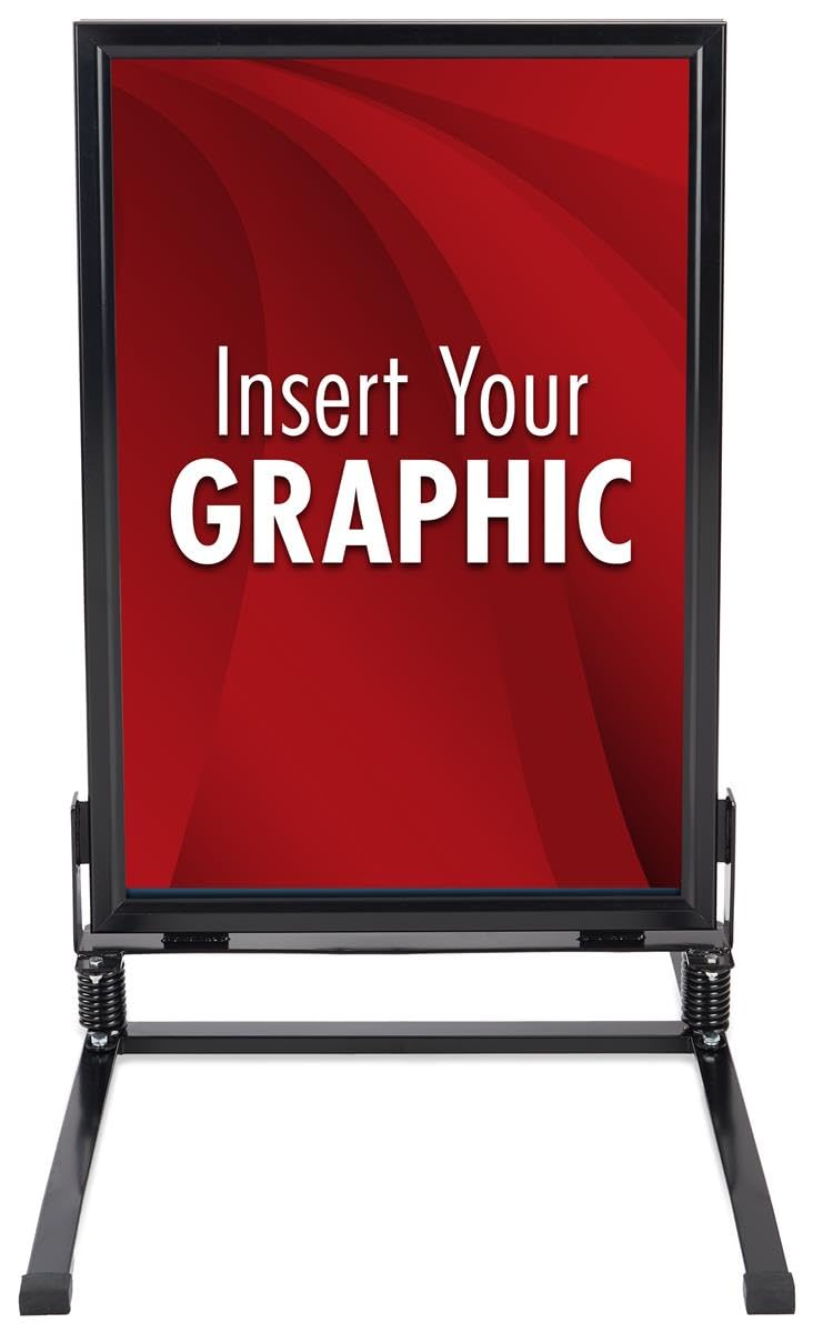 Displays2go 24 x 36 Inch Sidewalk Sign, Waterproof, Snap Frame, Spring Base, 2 Sided, Black (OWS2436B)