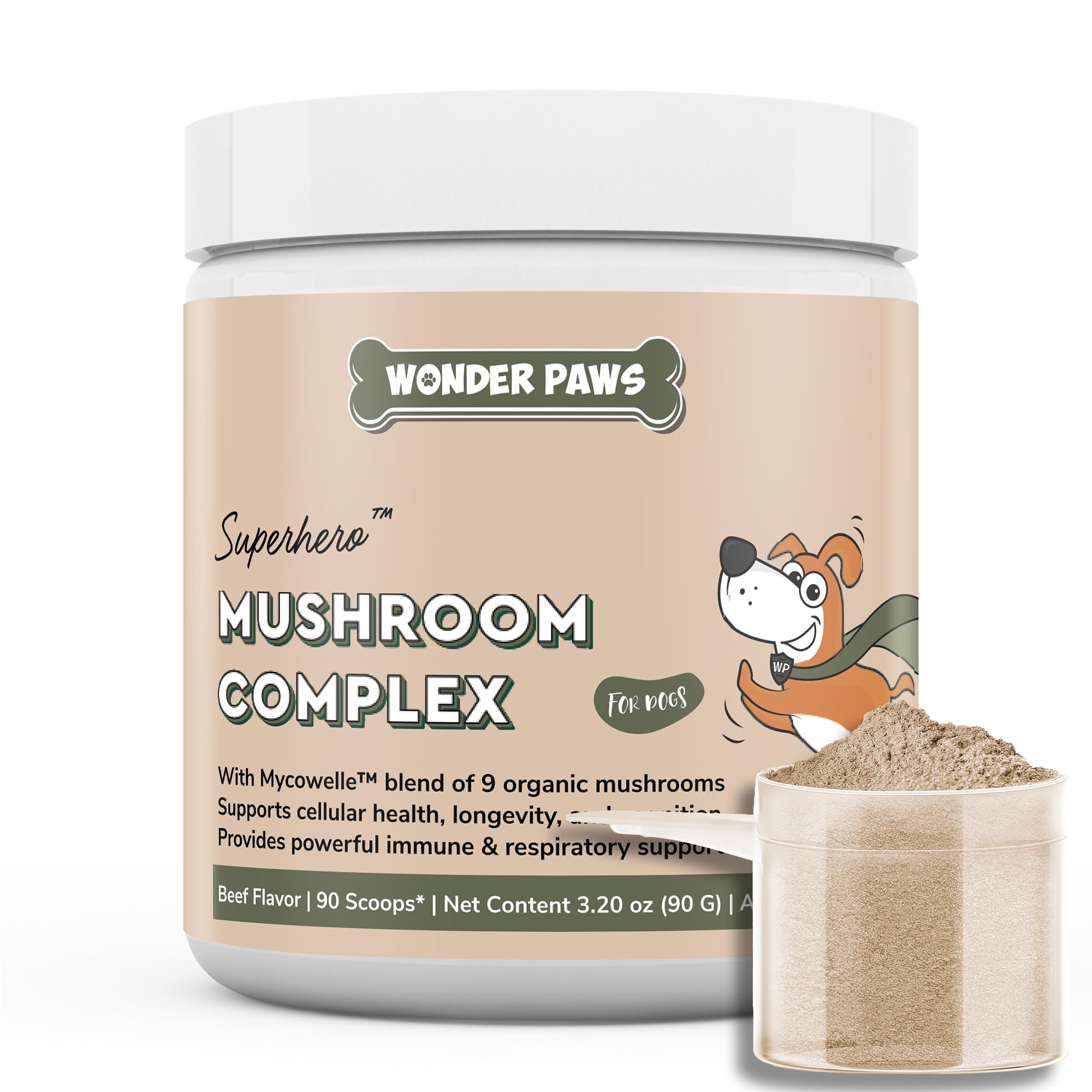 Grass-Fed Colostrum Powder Plus Mushroom Complex Powder - for Dog’s Immune Health, Skin and Allergy Relief and Vitality – Colostrum 90 Scoops - Mushroom Complex 90 Scoops