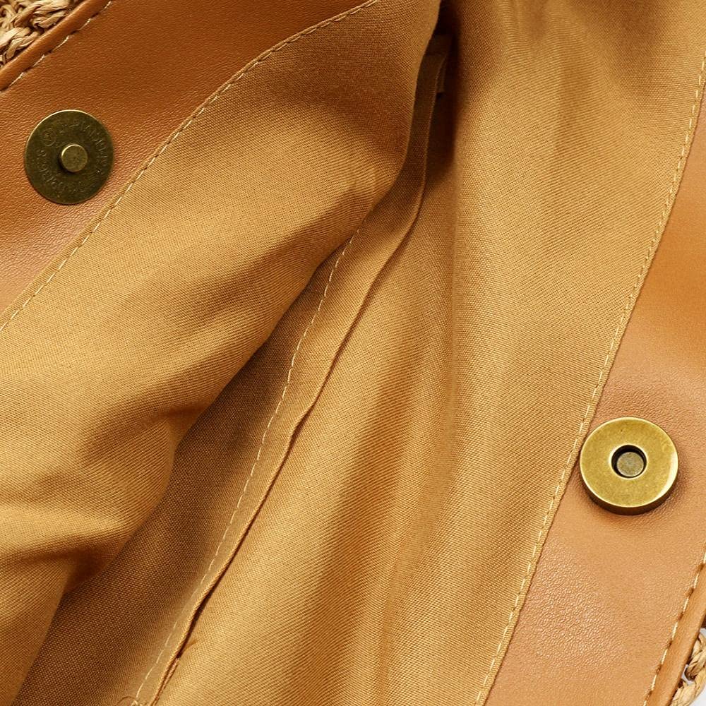Women Straw Shoulder Bag Summer Beach Lightweight Large Wallet Handmade Woven Handbag (Khaki)